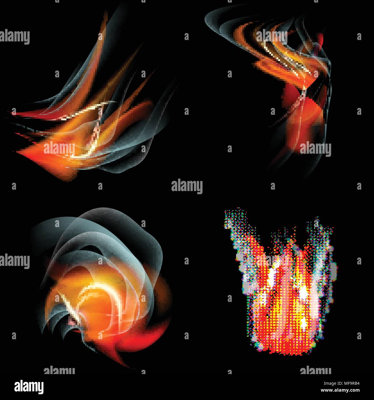 Set of Burn flame fire. abstract background. Vector illustration Stock ...