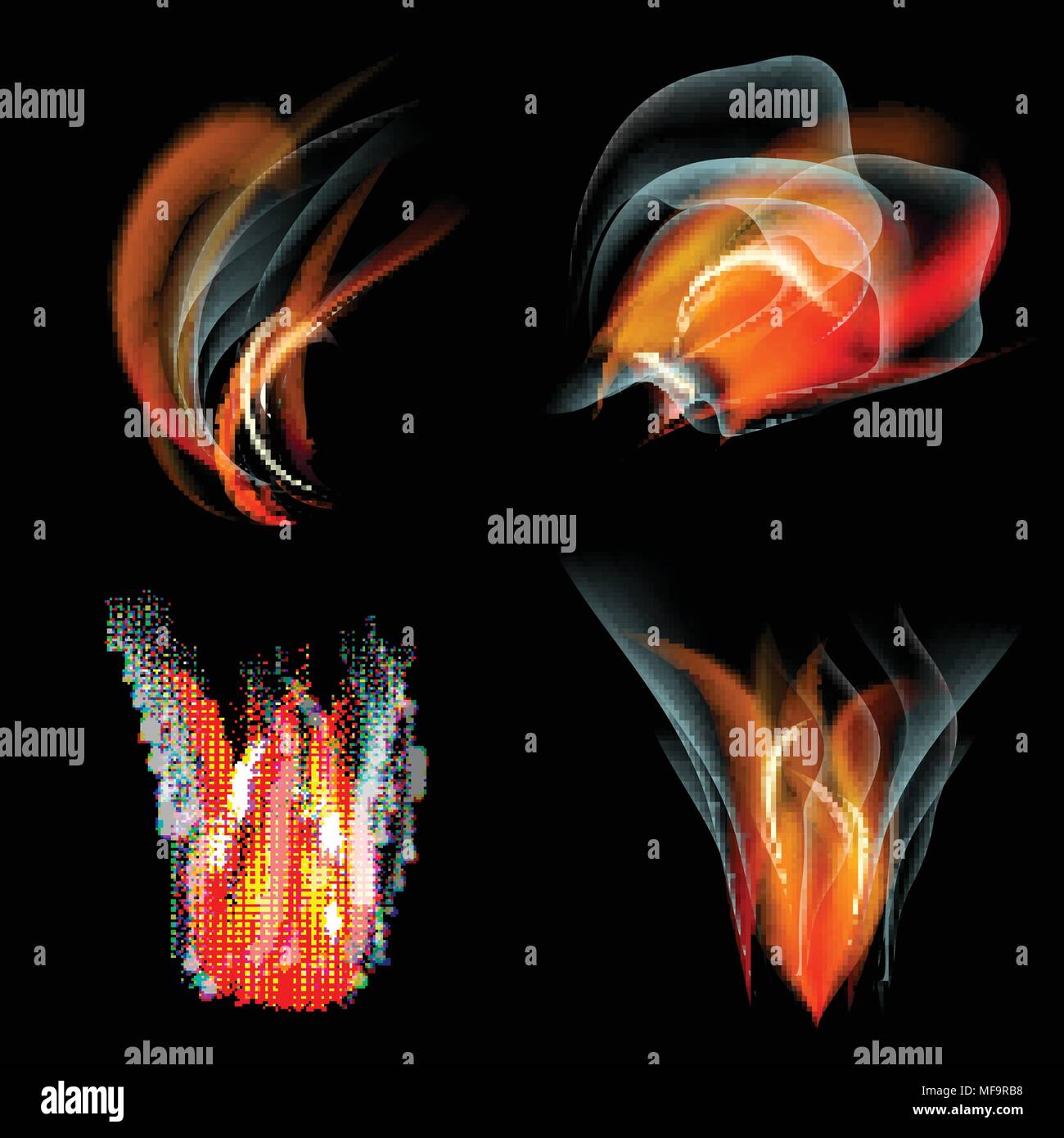 Set of Burn flame fire. abstract background. Vector illustration Stock ...