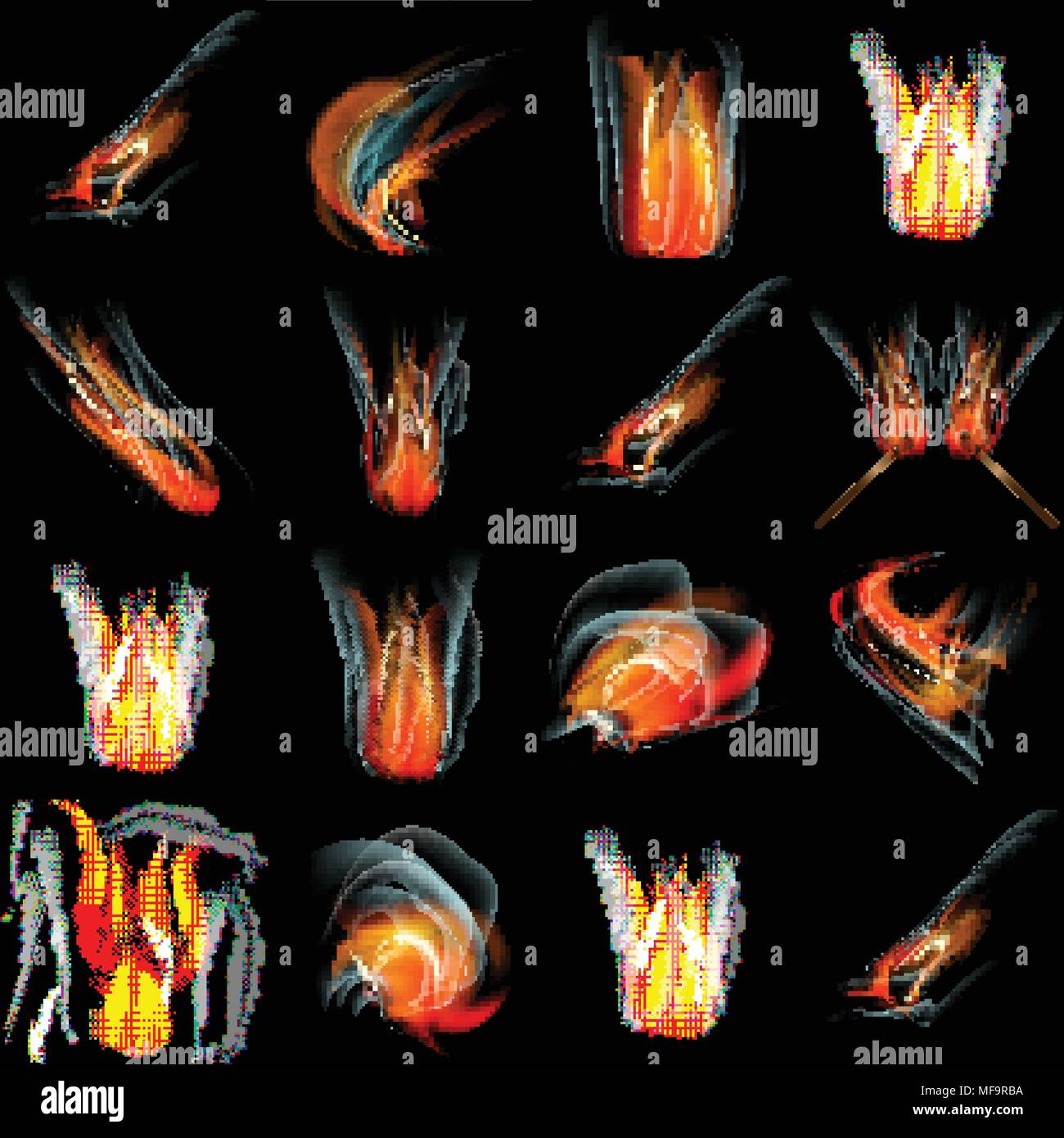 Set of Burn flame fire. abstract background. Vector illustration Stock ...