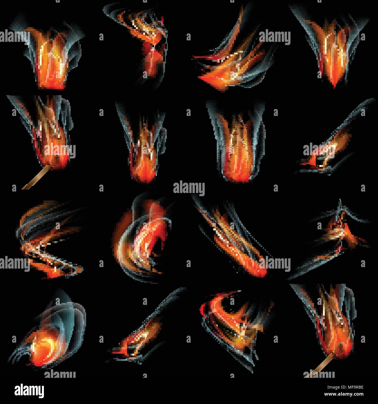 Set of Burn flame fire. abstract background. Vector illustration Stock ...