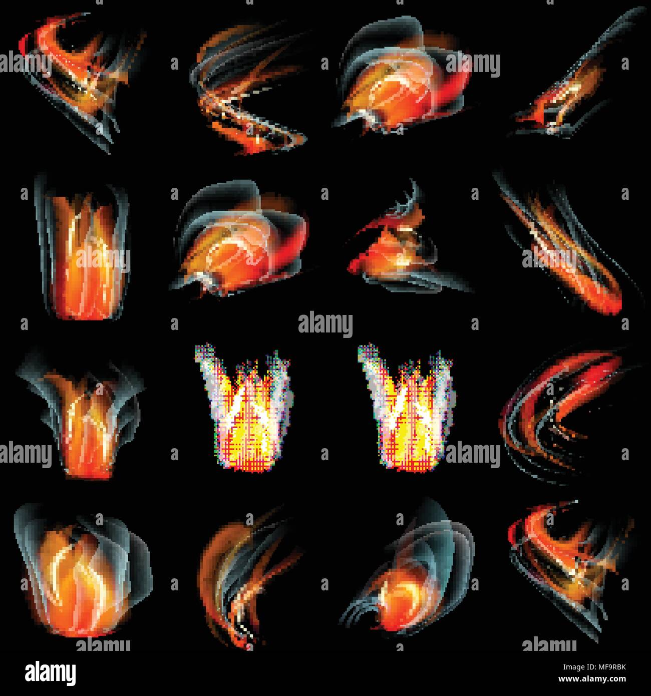 Set of Burn flame fire. abstract background. Vector illustration Stock ...