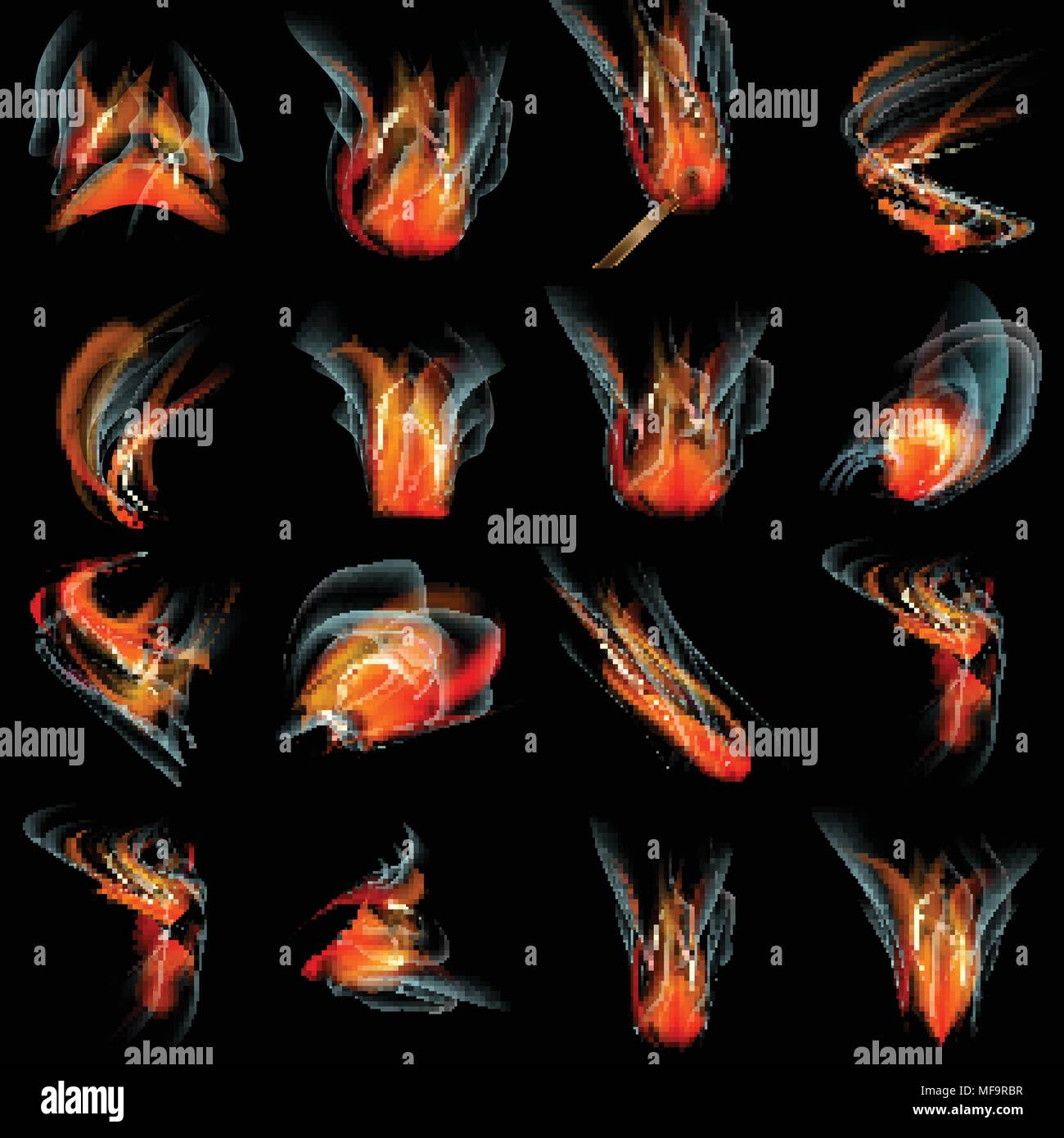 Set of Burn flame fire. abstract background. Vector illustration Stock ...