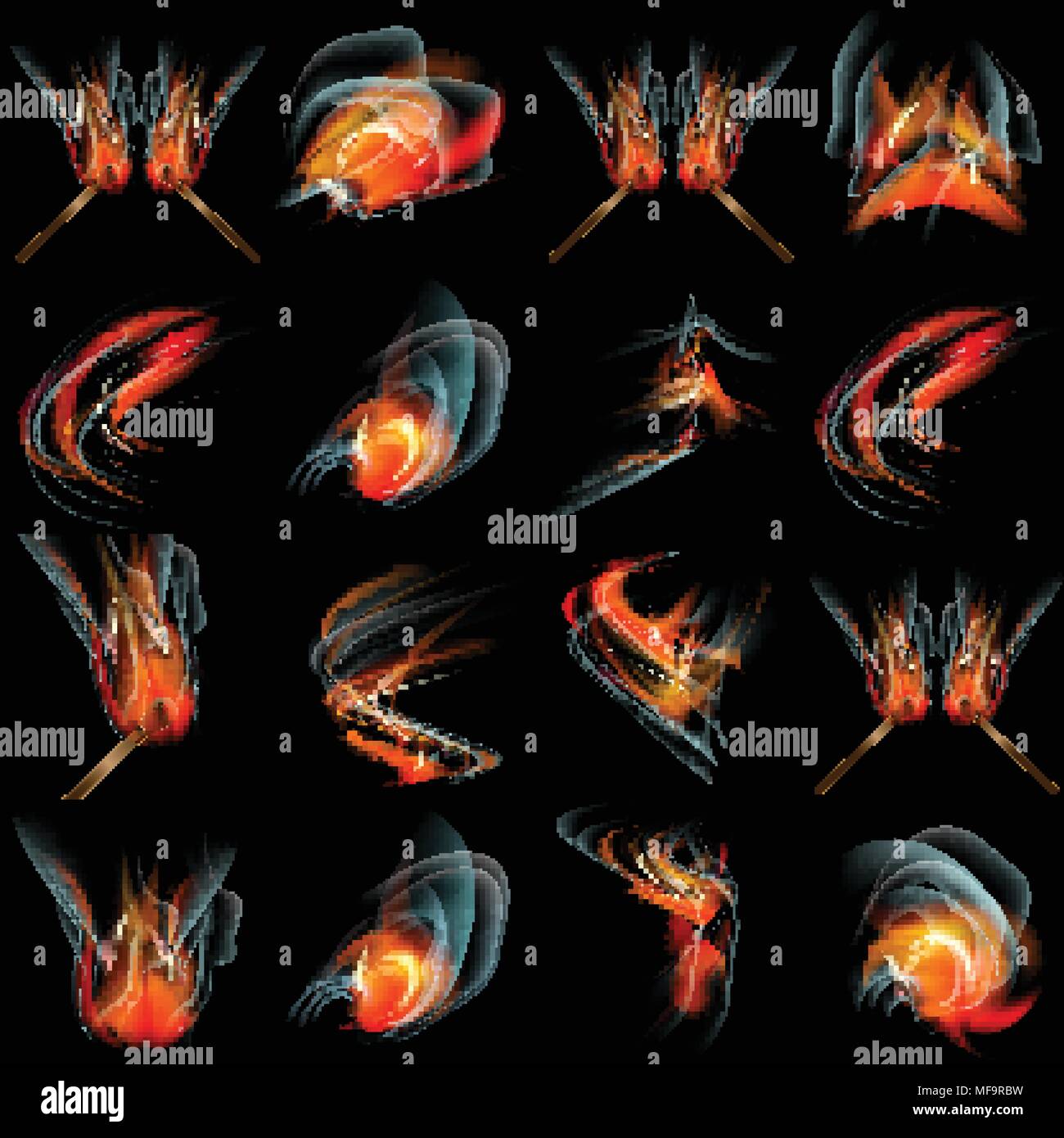 Set of Burn flame fire. abstract background. Vector illustration Stock ...