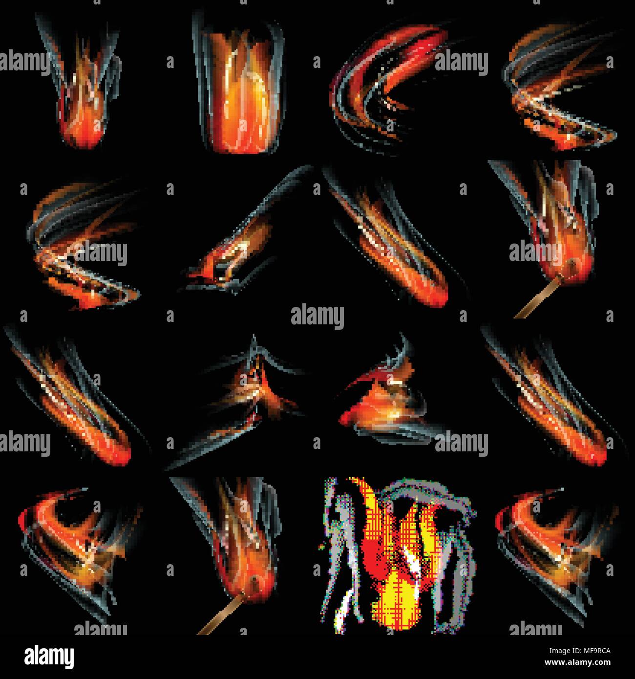 Set of Burn flame fire. abstract background. Vector illustration Stock ...