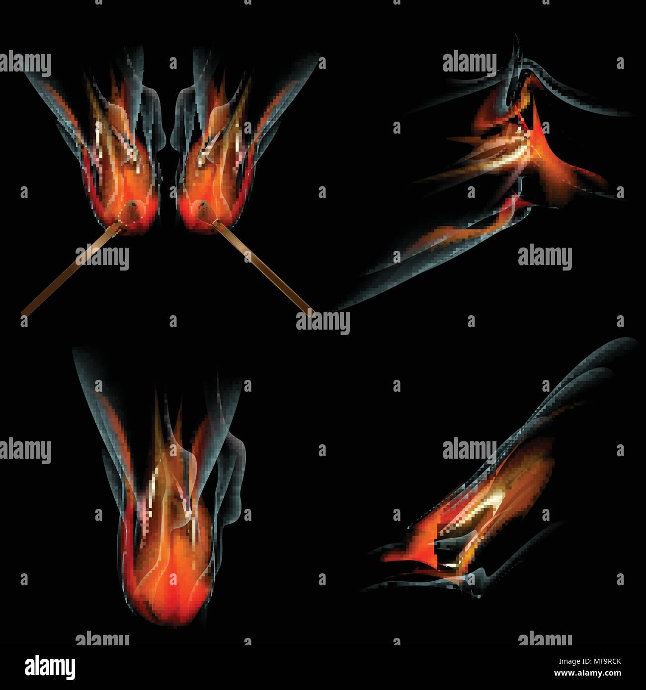 Set of Burn flame fire. abstract background. Vector illustration Stock ...