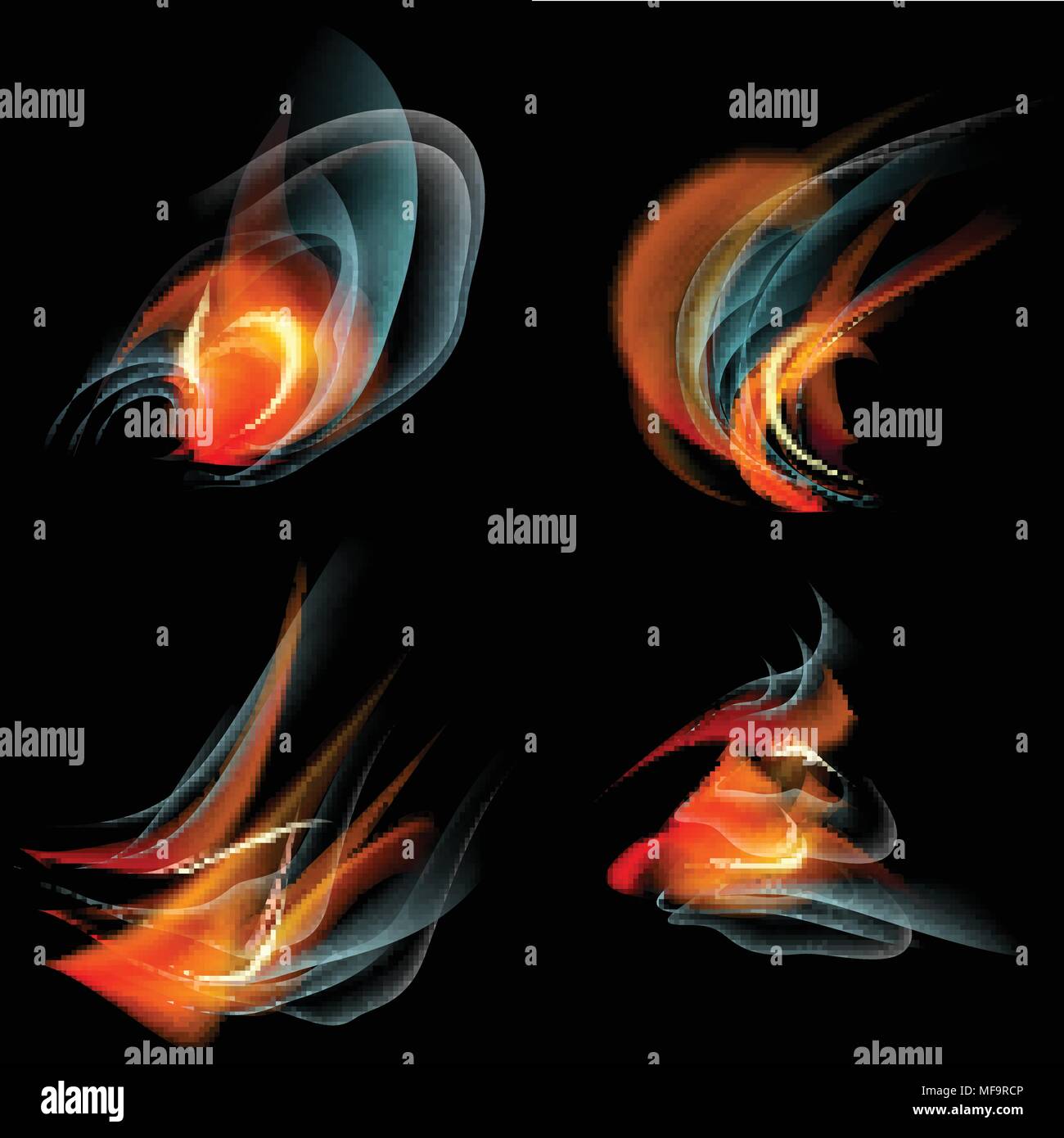 Set of Burn flame fire. abstract background. Vector illustration Stock ...