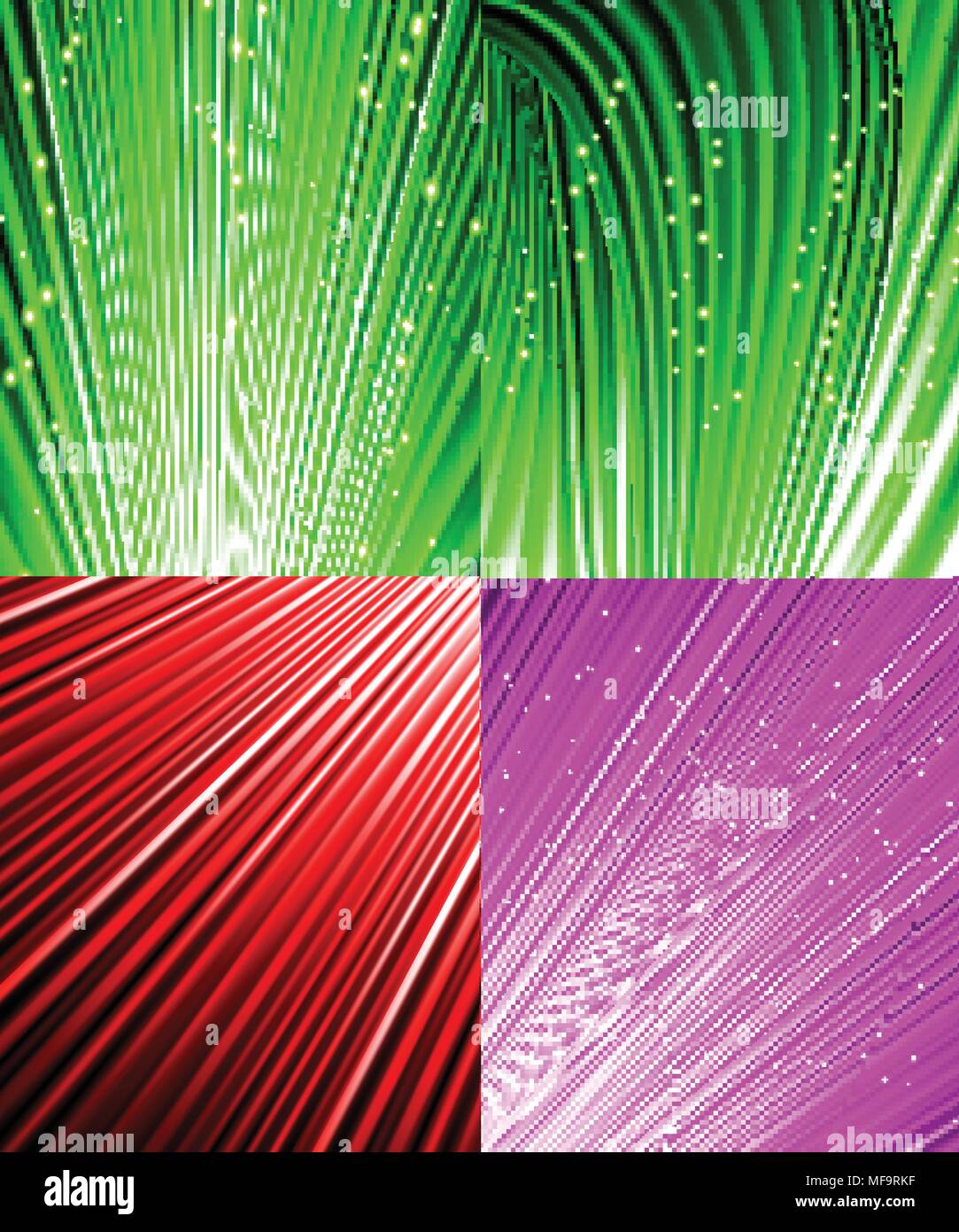 Set of background of colourful luminous rays. Vector illustration Stock ...