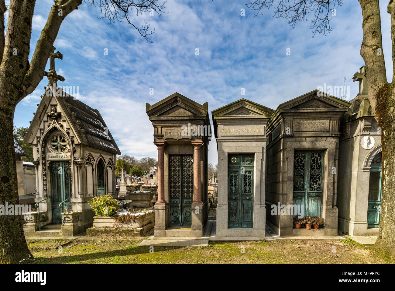 Mausoleums or family tombs in Père Lachaise cemetery, the largest and ...