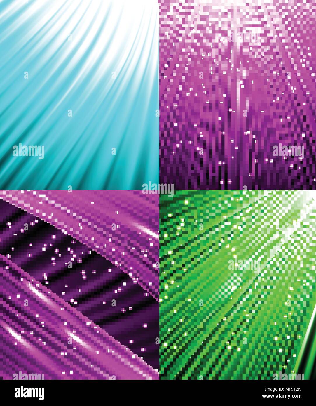 Set of background of colourful luminous rays. Vector illustration Stock ...