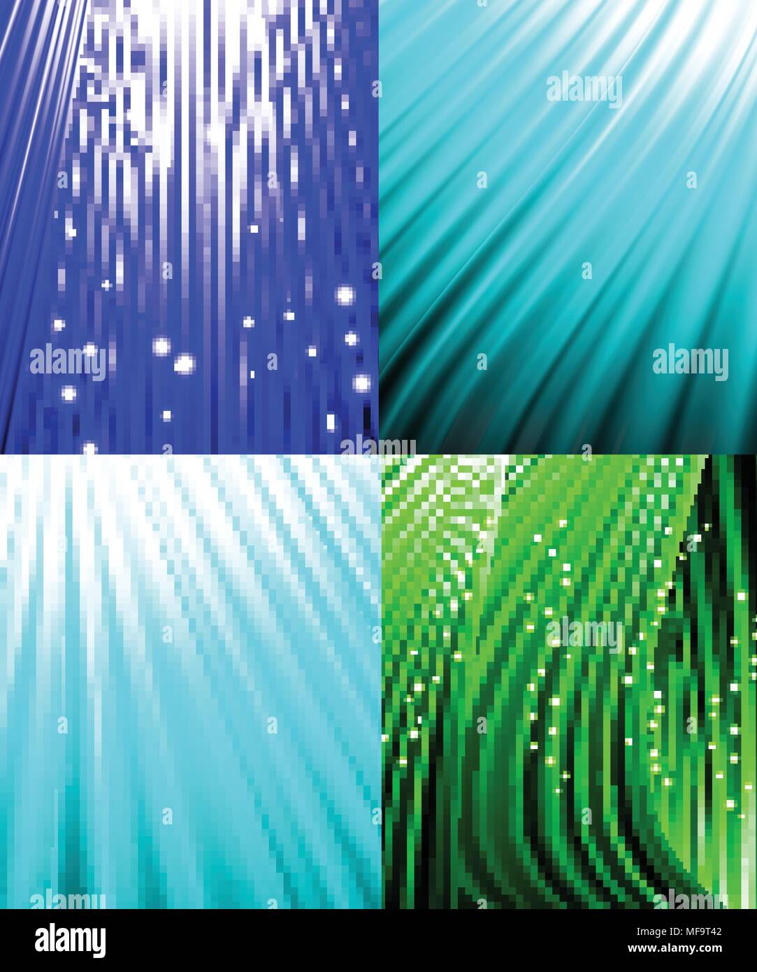 Set of background of colourful luminous rays. Vector illustration Stock ...