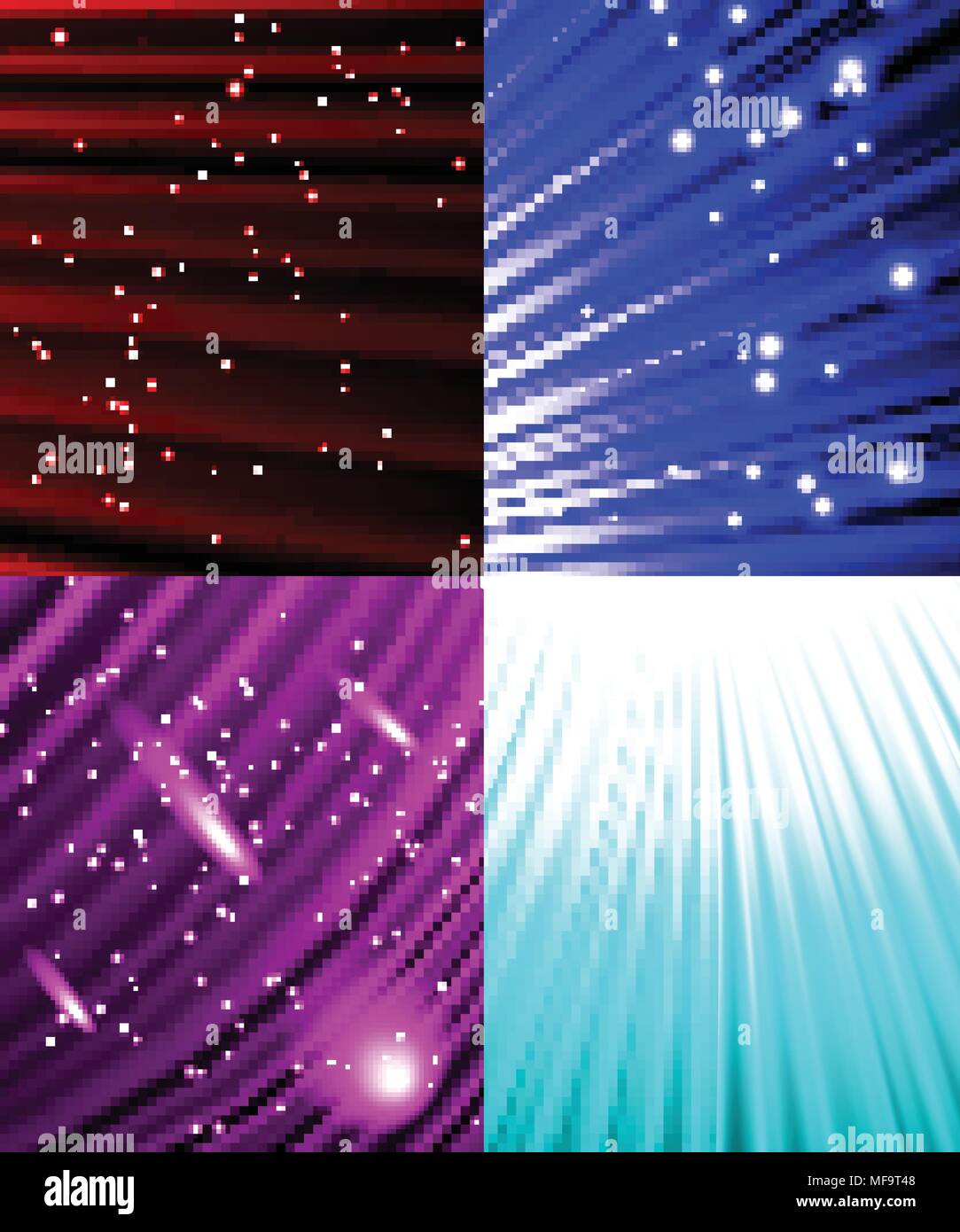 Set of background of colourful luminous rays. Vector illustration Stock ...