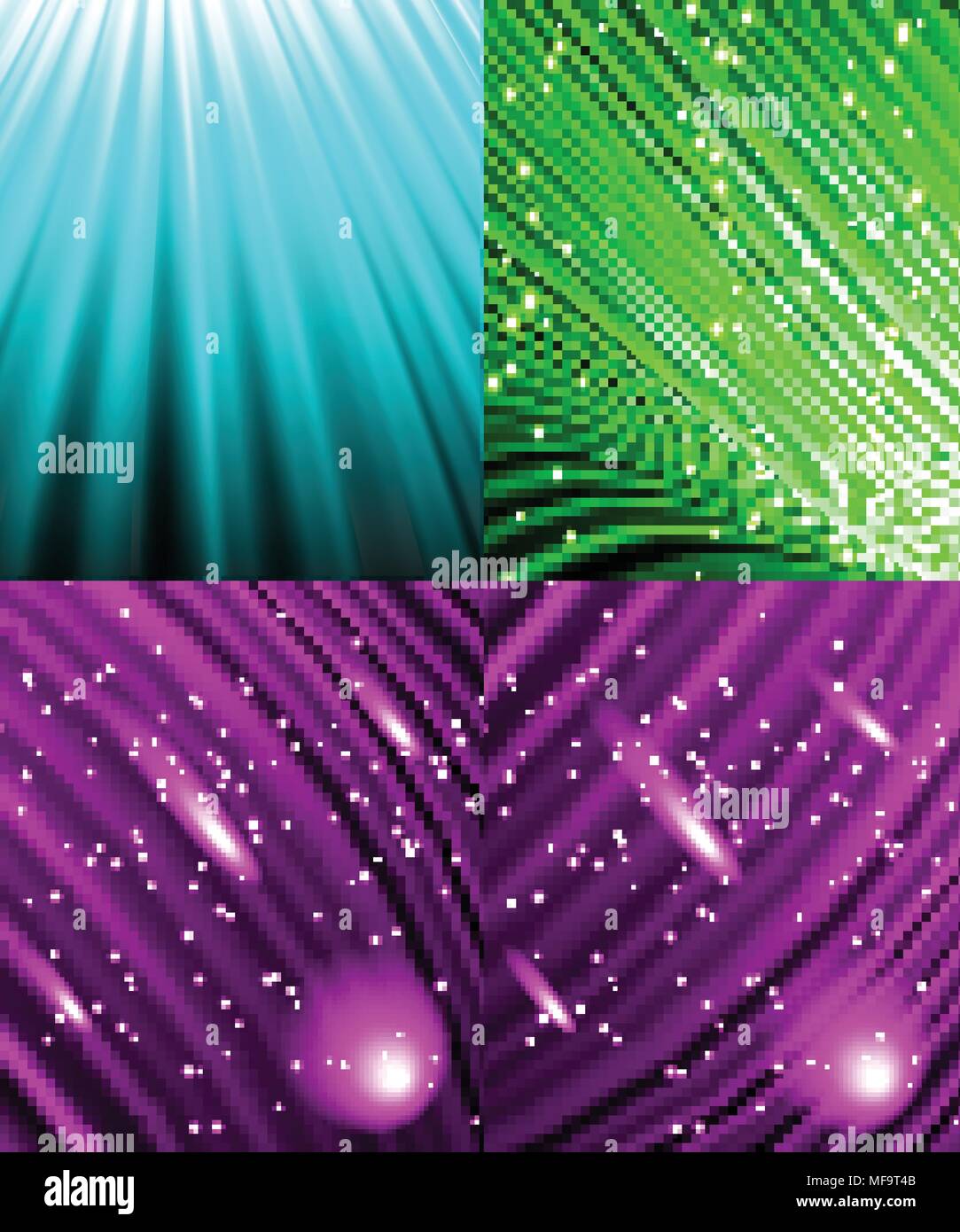 Set of background of colourful luminous rays. Vector illustration Stock ...