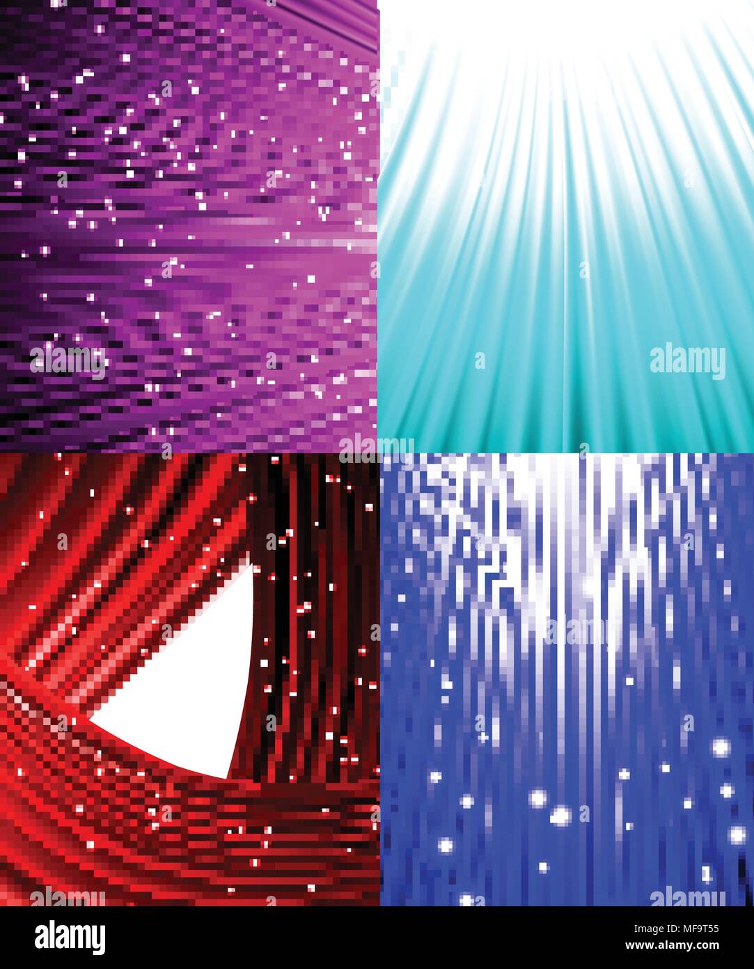 Set of background of colourful luminous rays. Vector illustration Stock ...
