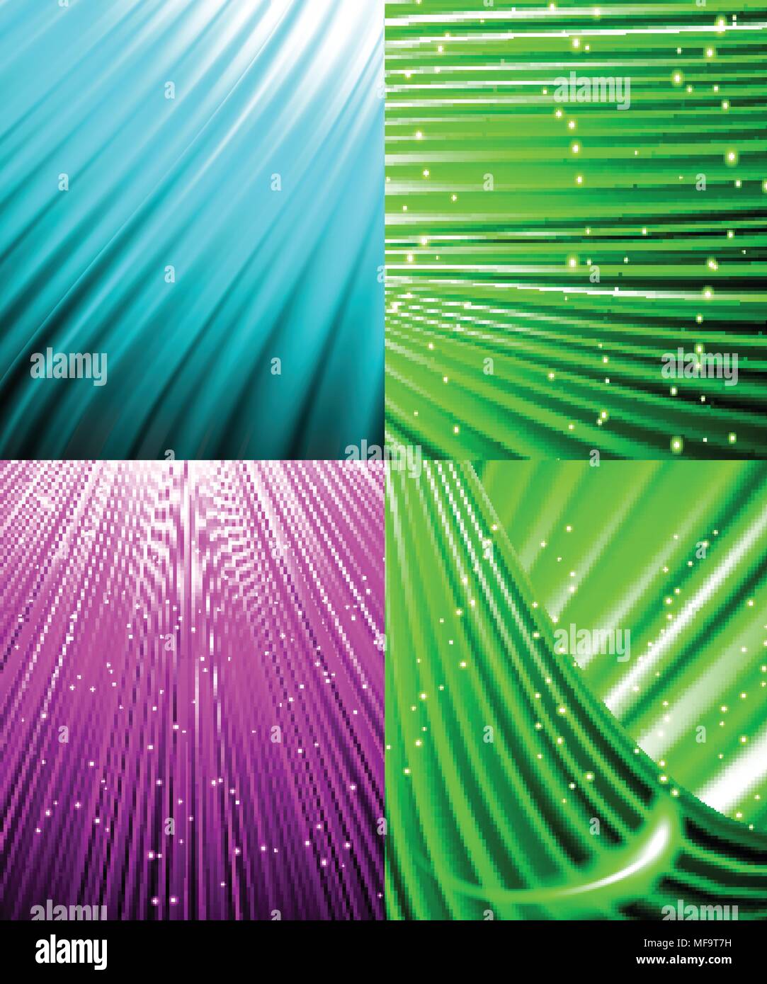 Set of background of colourful luminous rays. Vector illustration Stock ...