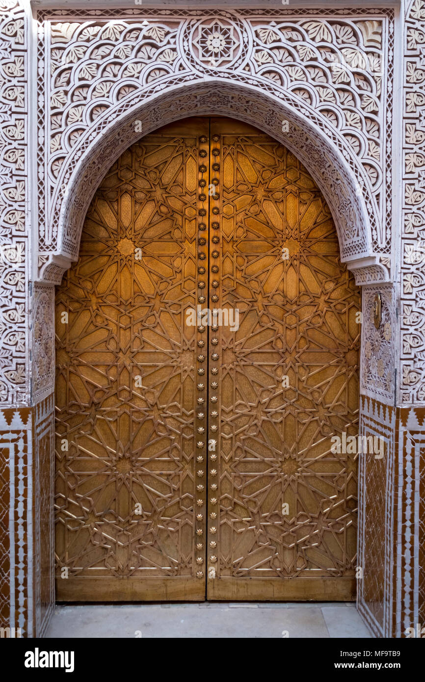 Ornate Moroccan Moorish Doorway in the Souks of Marrakech, Marrakech ...