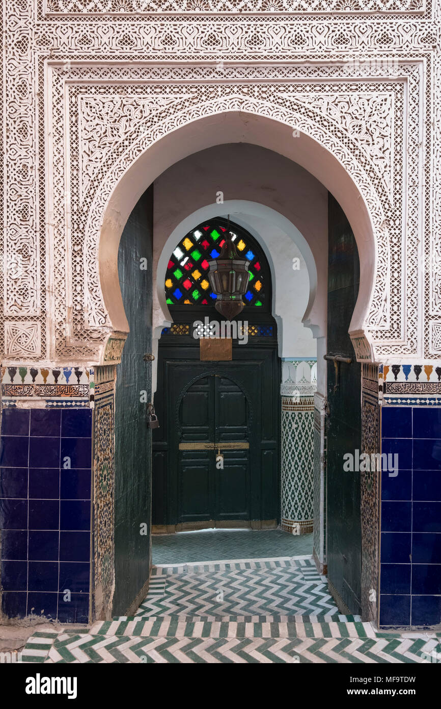 Ornate Moorish Moroccan Horseshoe Arch Doorway in the Souks, Marrakech ...
