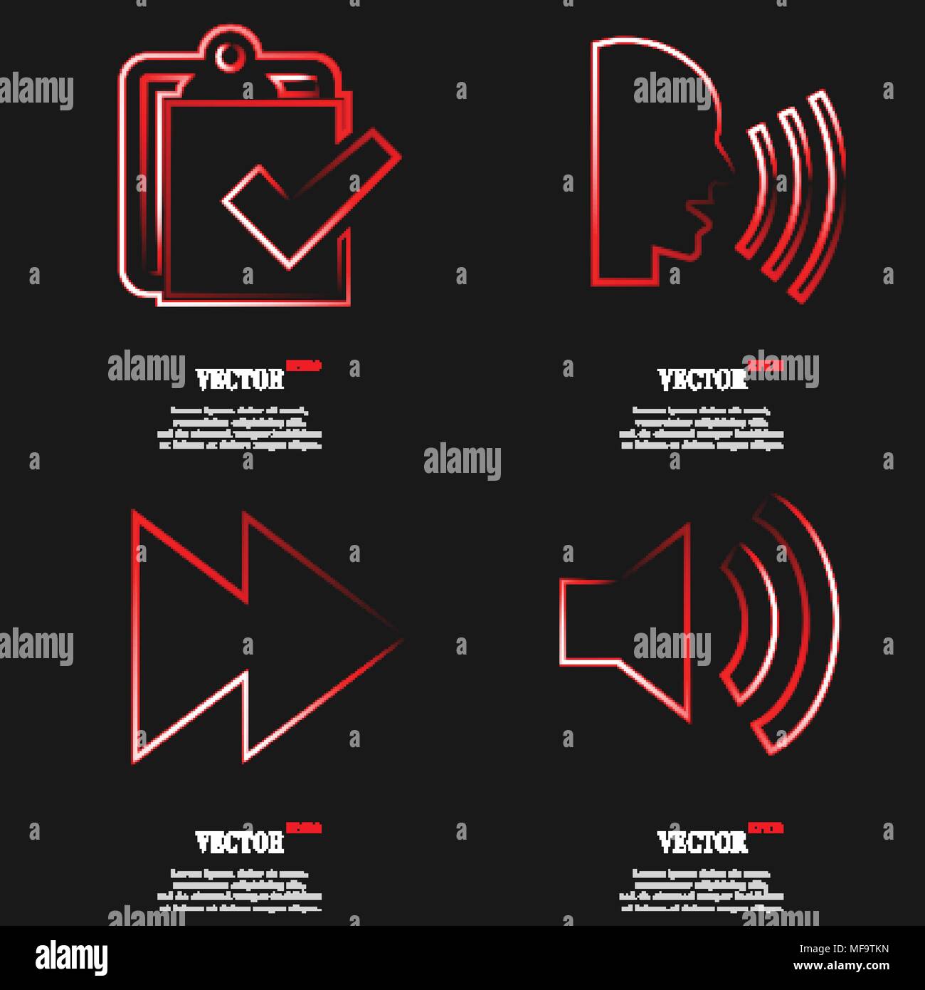 Set of Red web icon flat design. Simple sticker internet sign gray ...