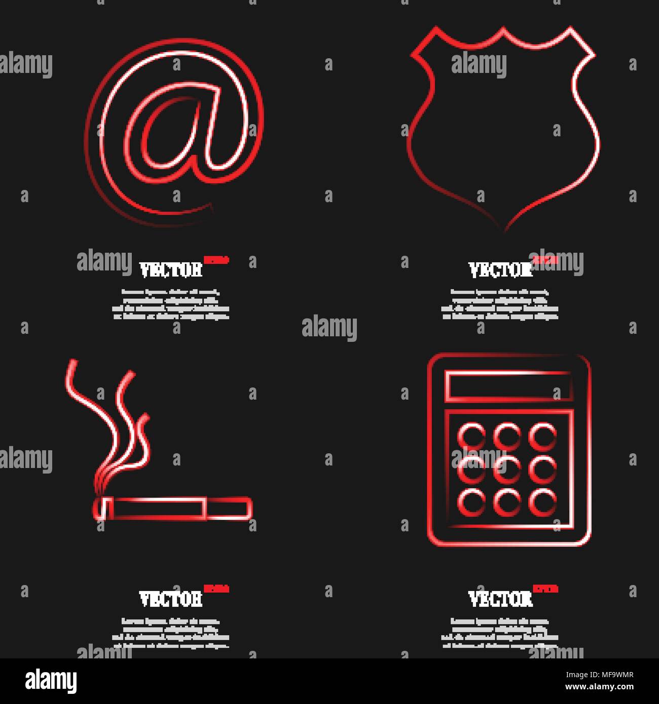 Set of fashionable red icons, trending symbols. Flat design for your ...