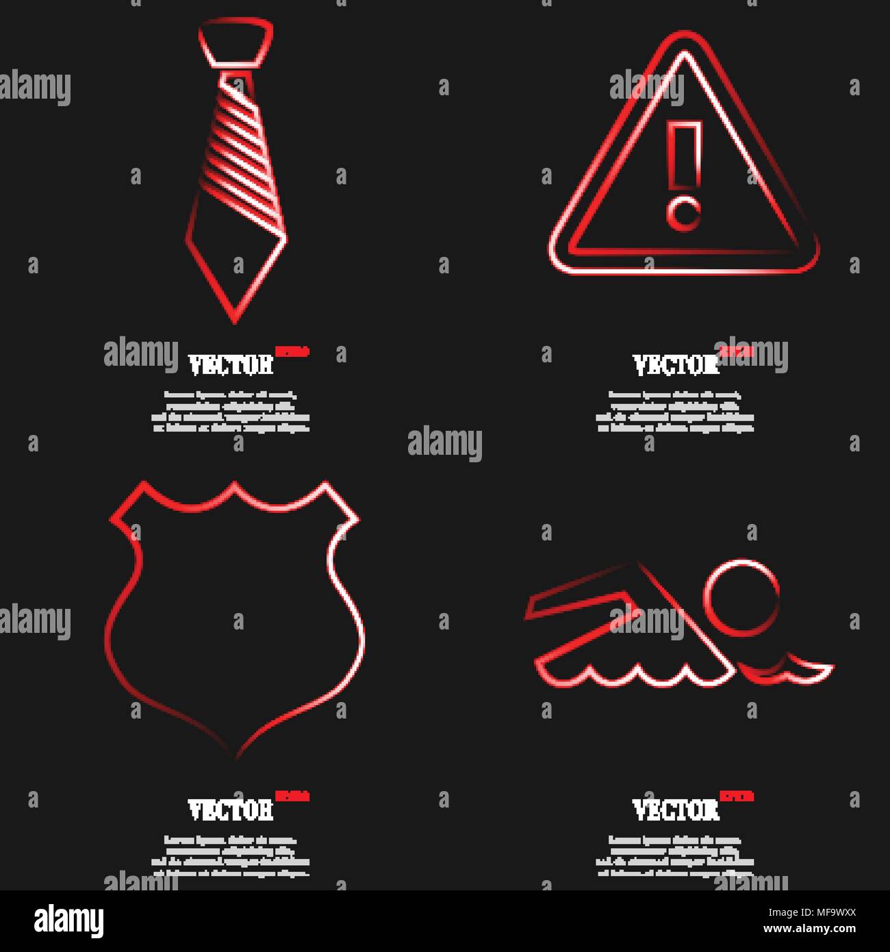 Set of fashionable red icons, trending symbols. Flat design for your ...