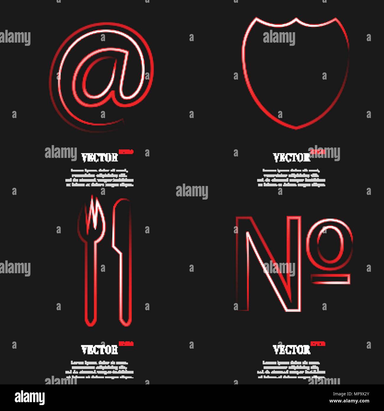 Set of fashionable red icons, trending symbols. Flat design for your ...