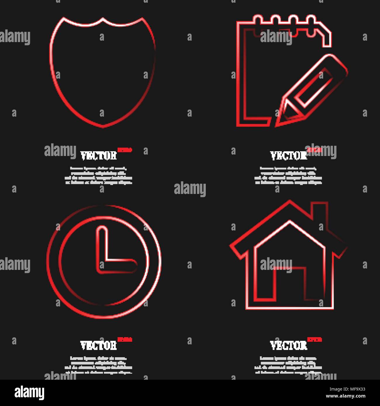 Set of fashionable red icons, trending symbols. Flat design for your ...