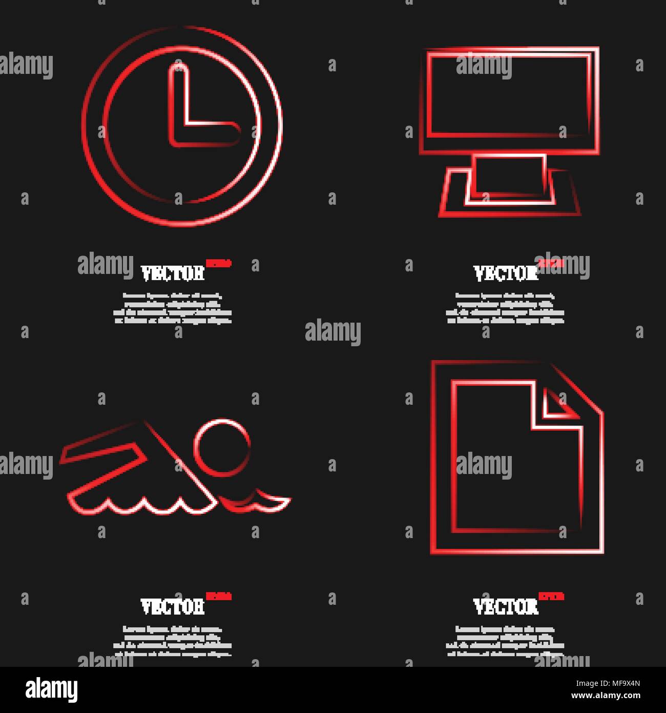 Set of fashionable red icons, trending symbols. Flat design for your ...
