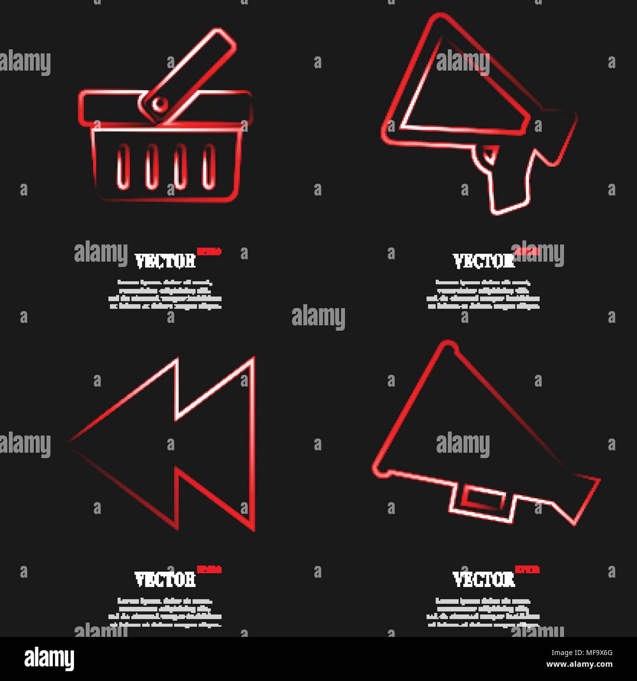 Set of fashionable red icons, trending symbols. Flat design for your ...