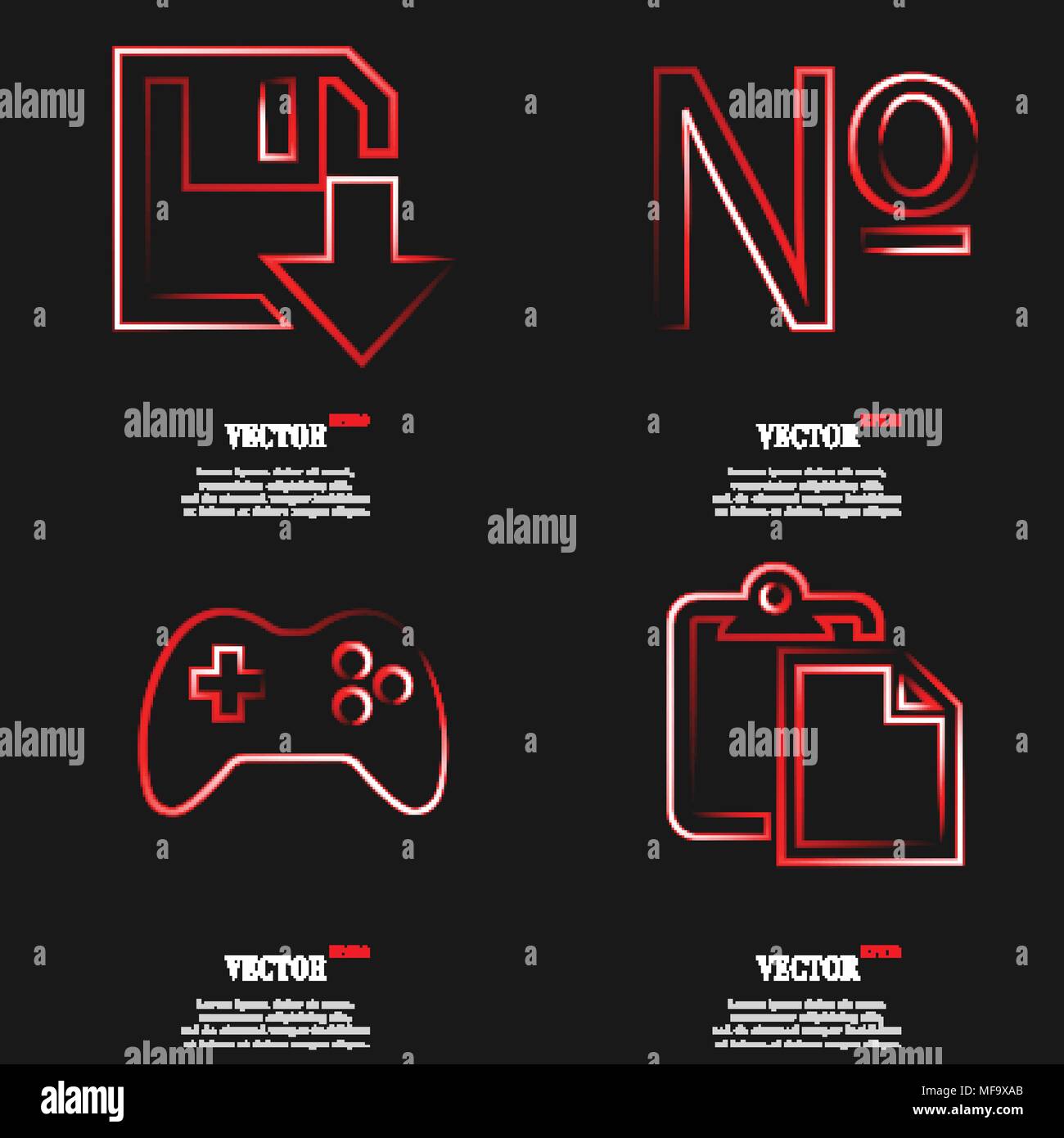 Set of fashionable red icons, trending symbols. Flat design for your ...