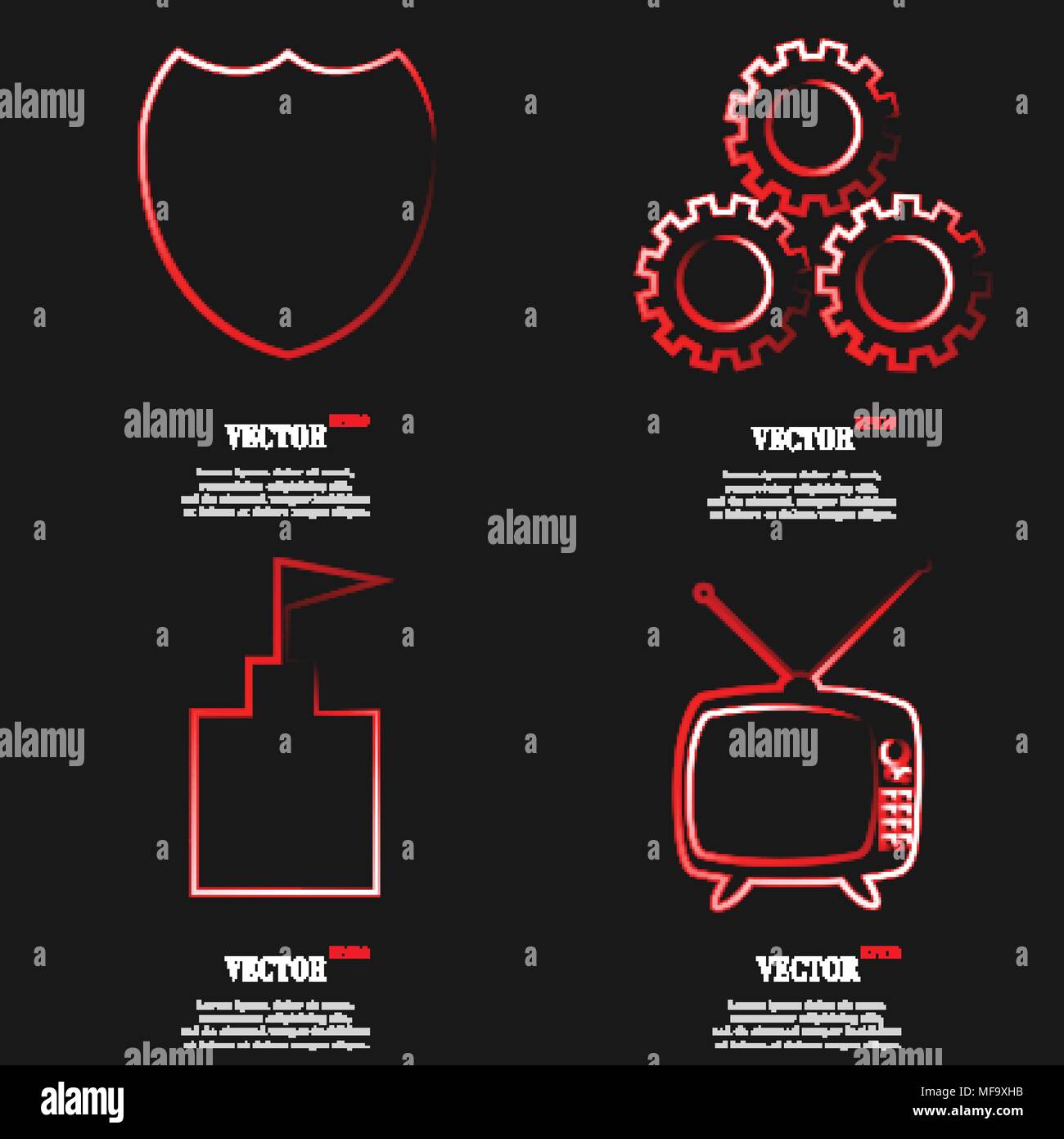 Set of fashionable red icons, trending symbols. Flat design for your ...