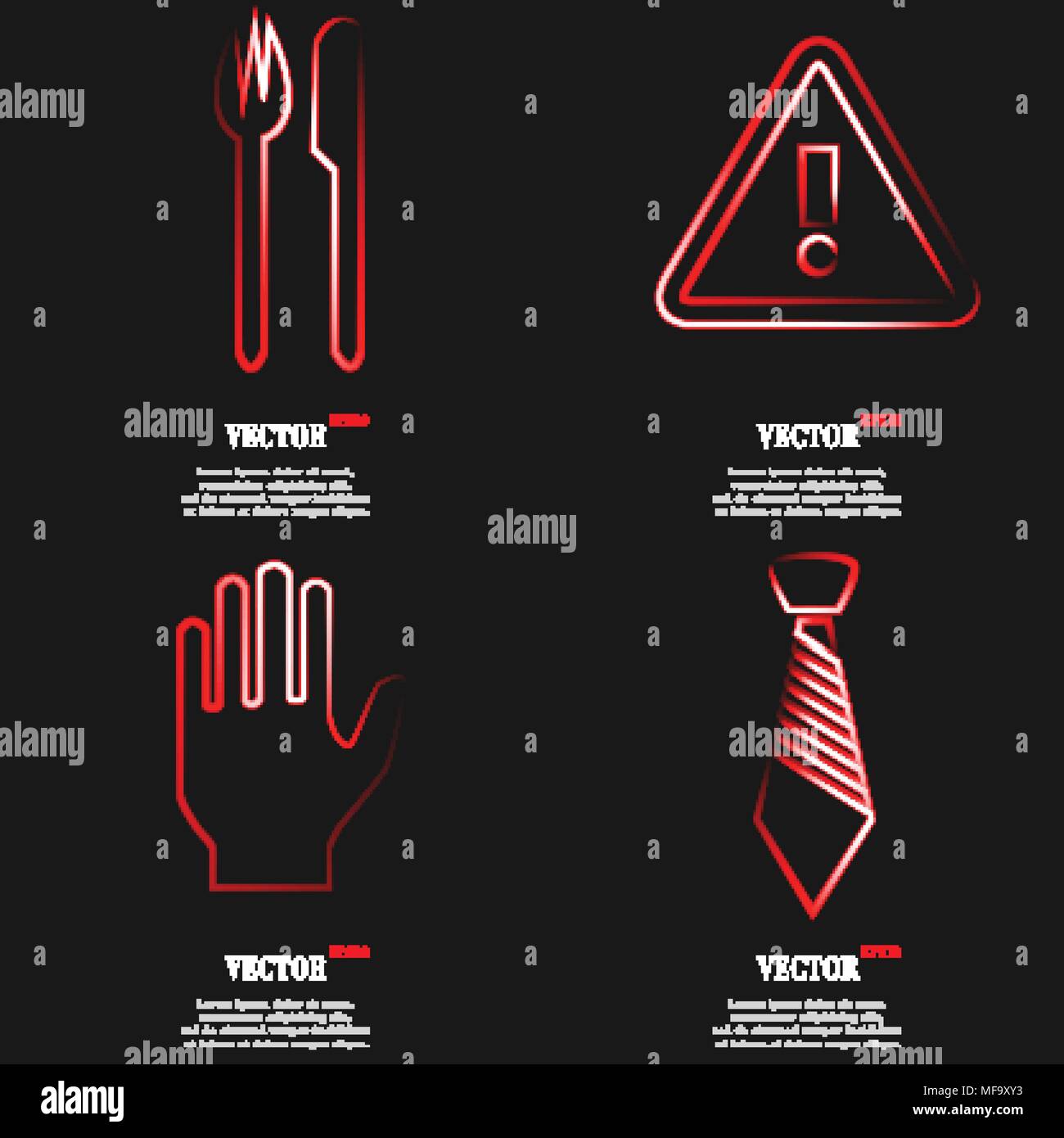 Set of fashionable red icons, trending symbols. Flat design for your ...