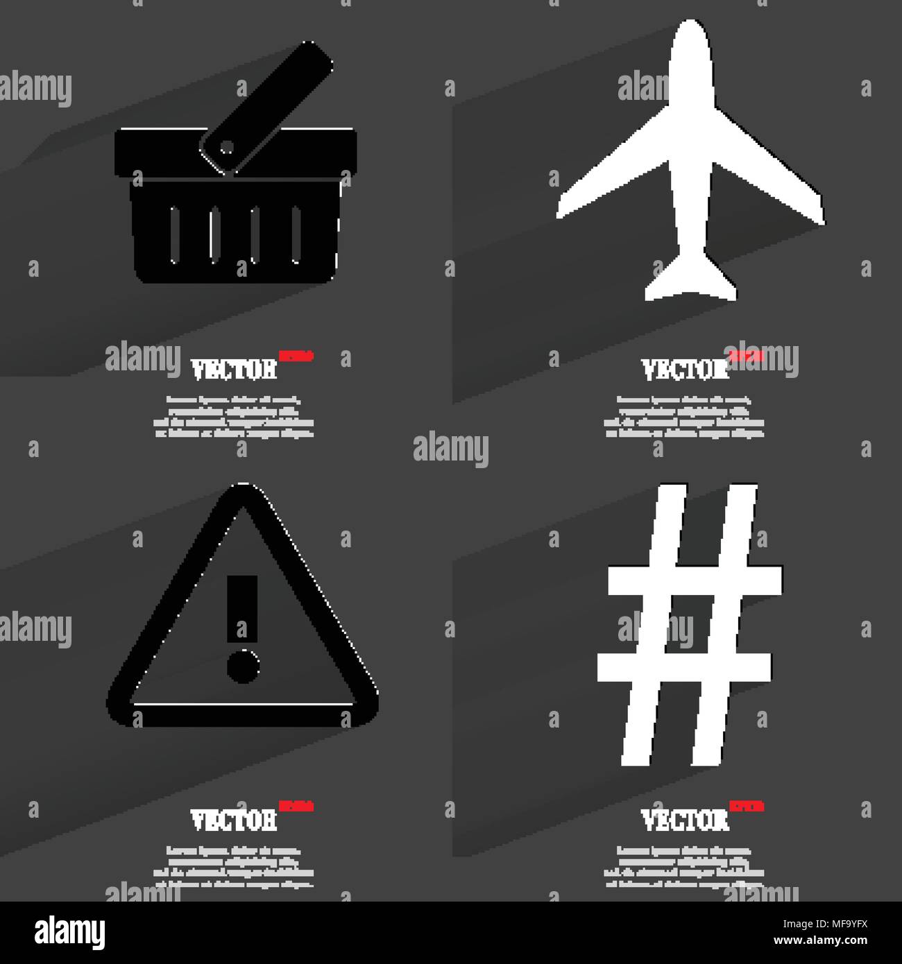 Set of fashionable icons, trending symbols. Flat design for your web ...