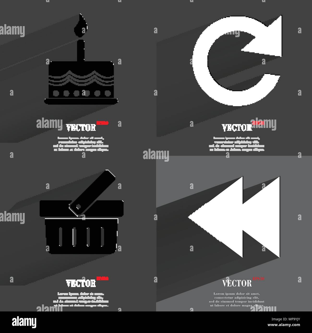 Set of fashionable icons, trending symbols. Flat design for your web ...