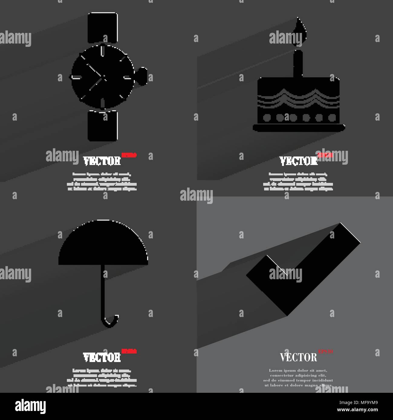 Set of fashionable icons, trending symbols. Flat design for your web ...