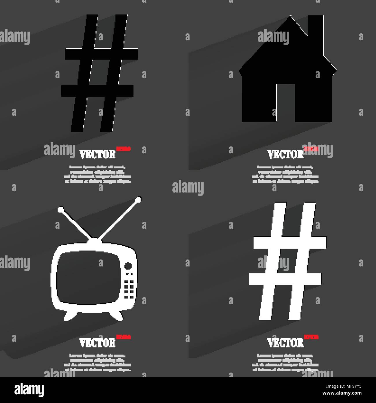 Set of fashionable icons, trending symbols. Flat design for your web ...