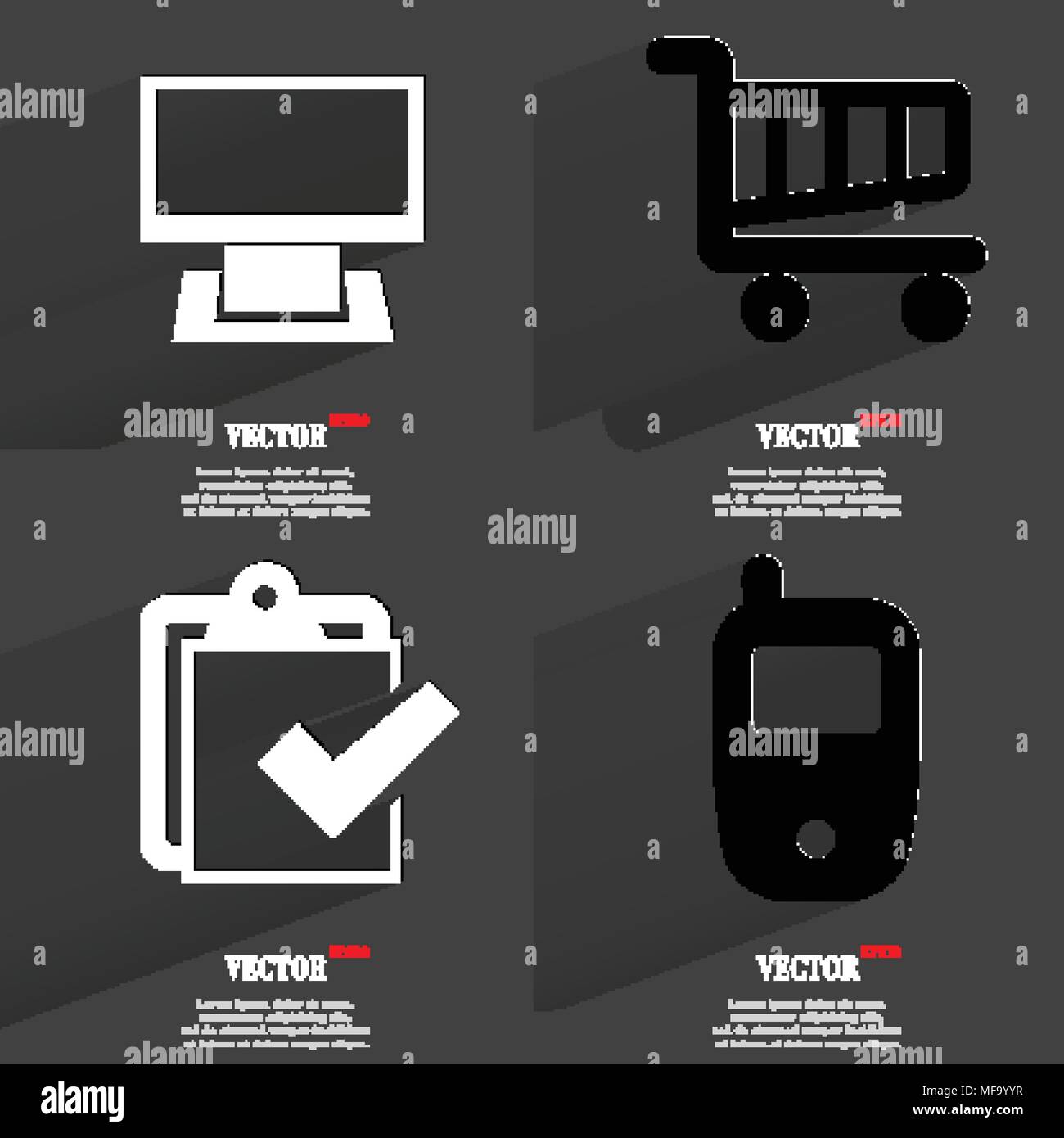 Set of fashionable icons, trending symbols. Flat design for your web ...