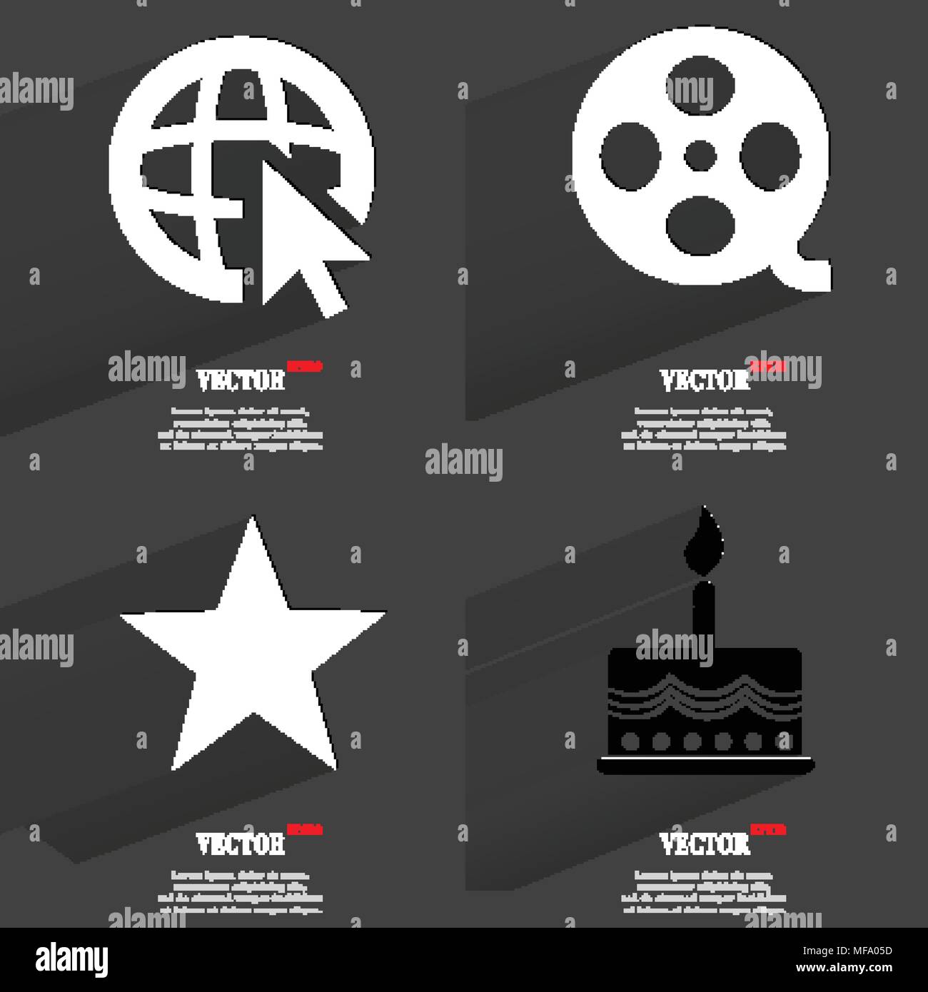 Set of fashionable icons, trending symbols. Flat design for your web ...