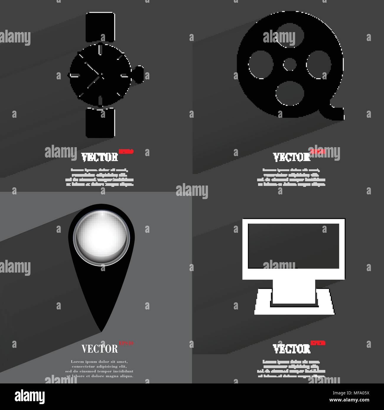 Set of fashionable icons, trending symbols. Flat design for your web ...