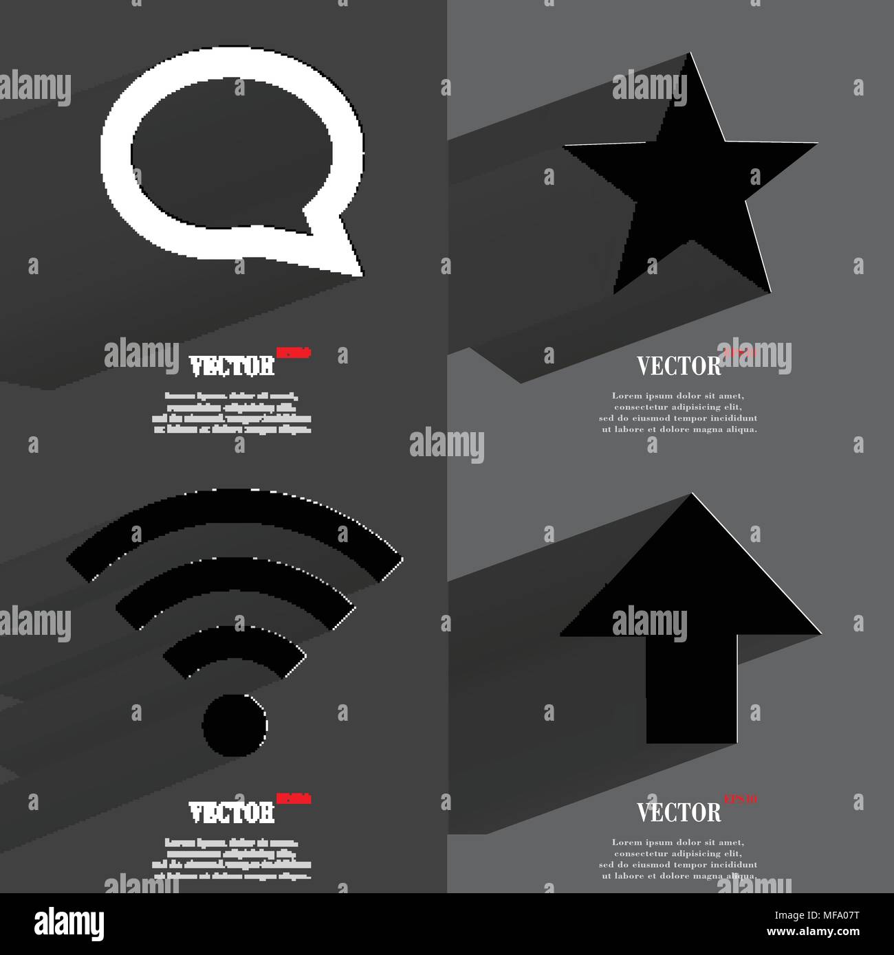 Set of fashionable icons, trending symbols. Flat design for your web ...