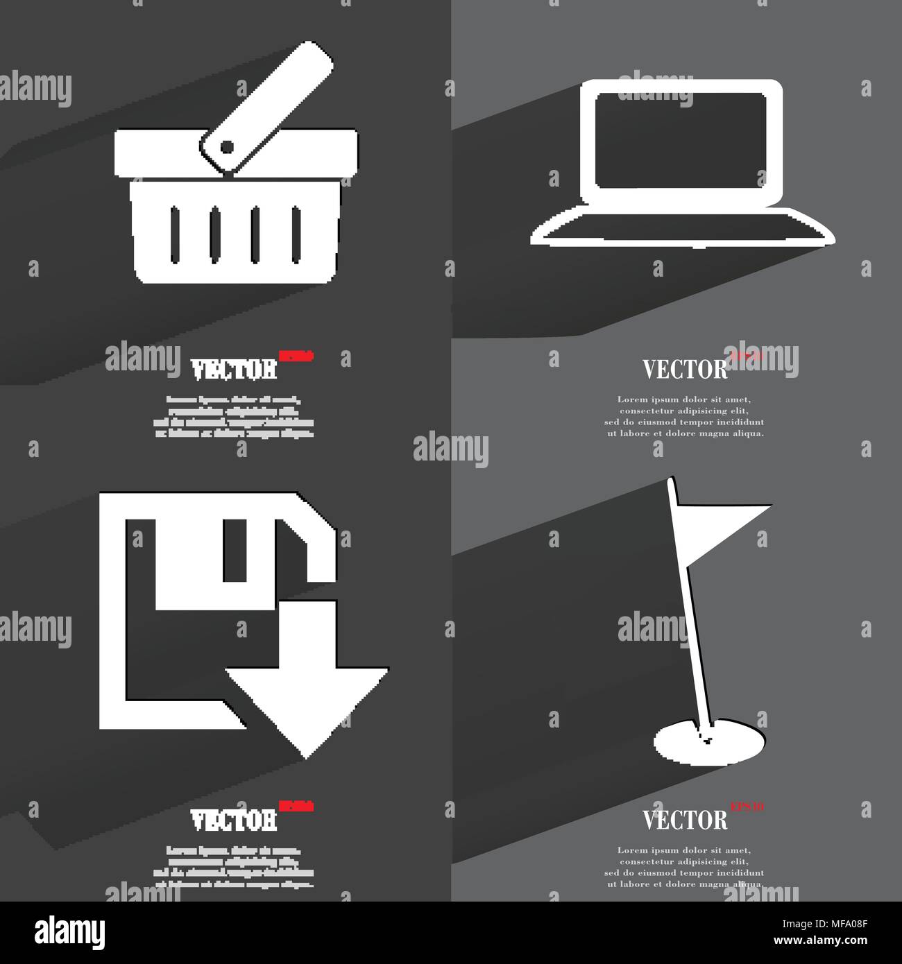 Set of fashionable icons, trending symbols. Flat design for your web ...