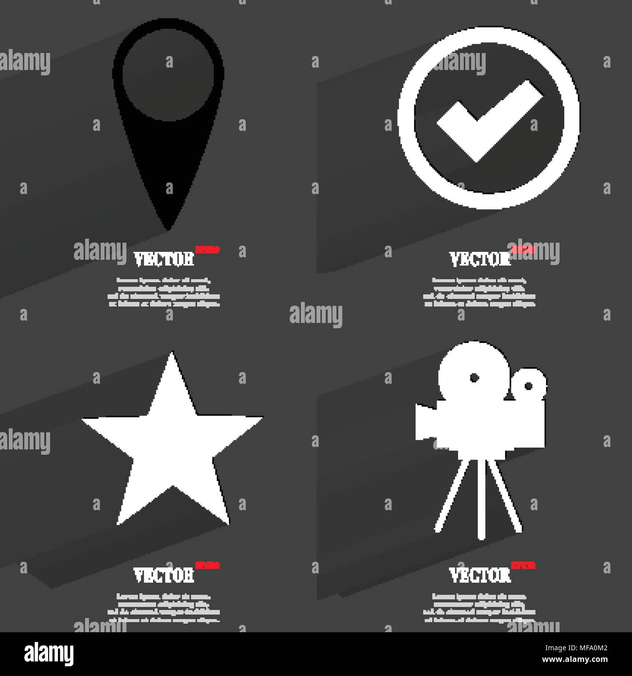 Set of icons. Collection of symbols. Modern Flat web design with long shadow and space for your ...