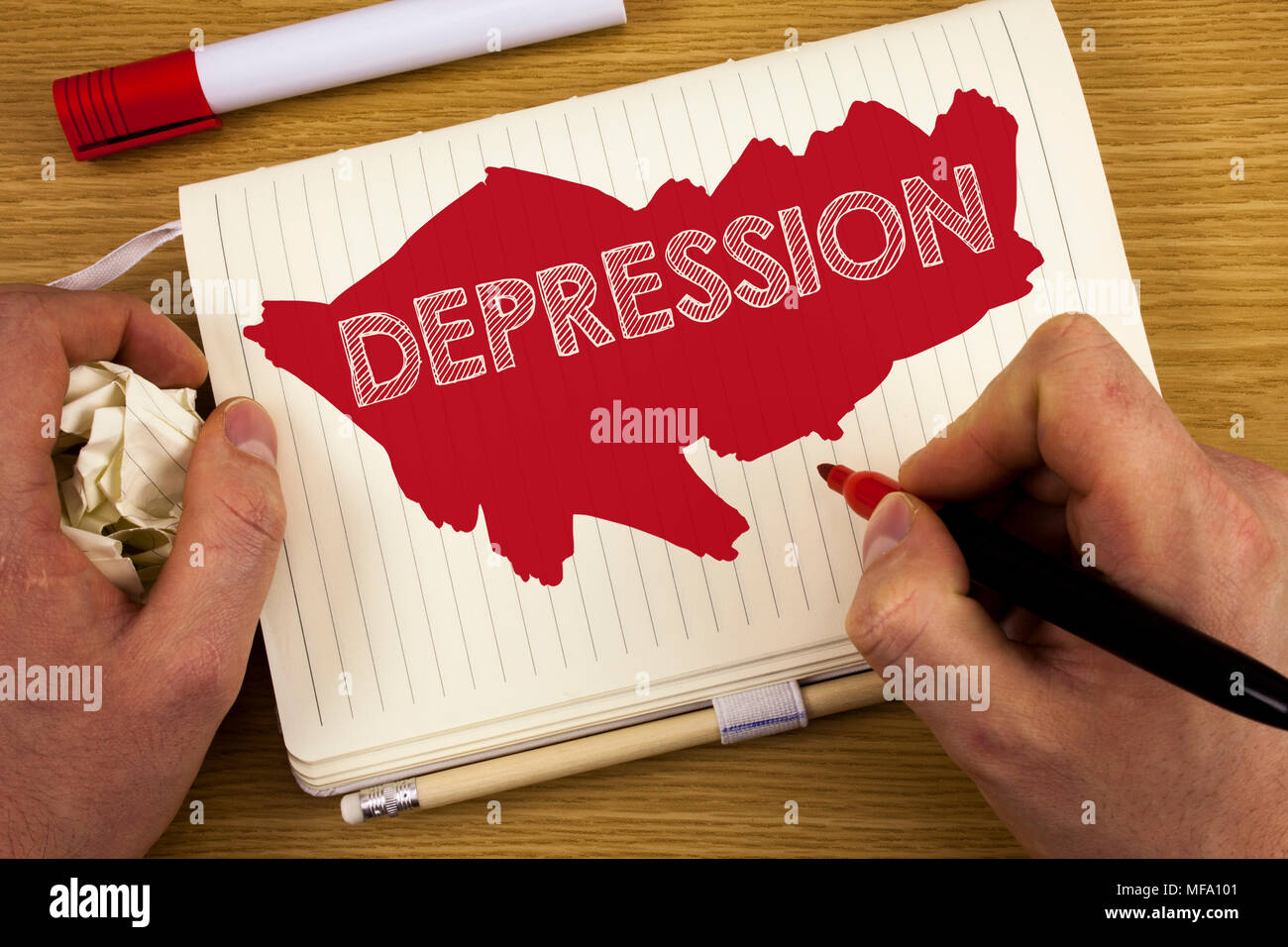 Word writing text Depression. Business concept for Work stress with ...