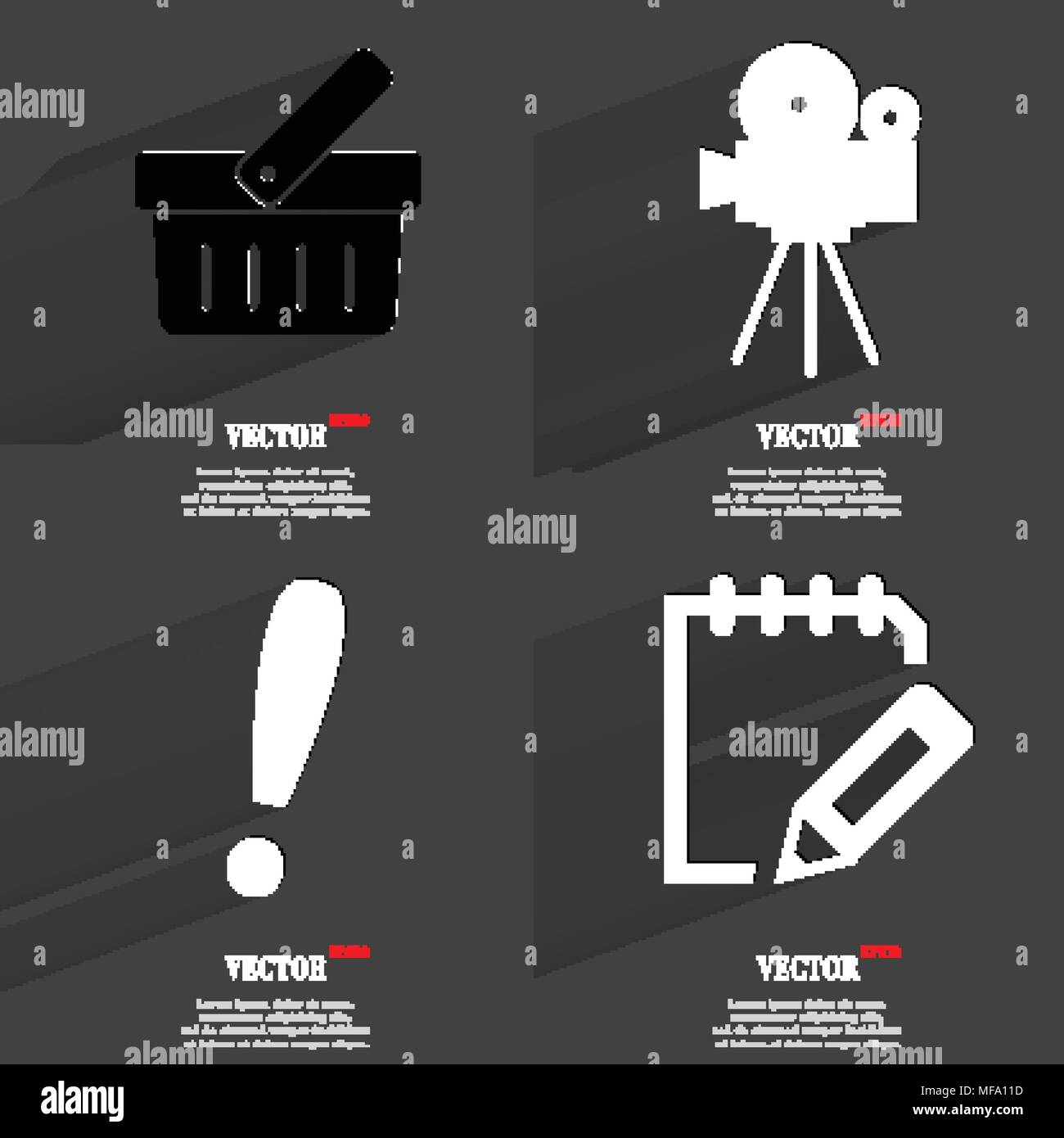 Set of fashionable icons, trending symbols. Flat design for your web ...