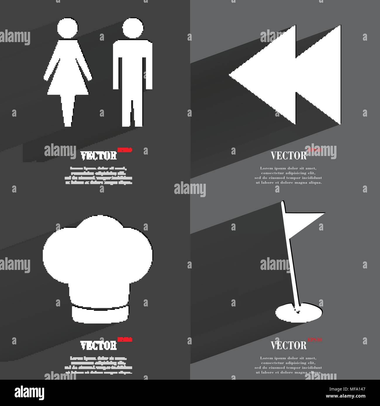 Set of fashionable icons, trending symbols. Flat design for your web ...