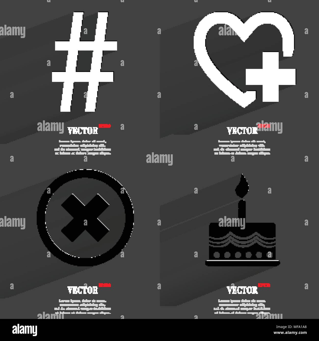 Set of fashionable icons, trending symbols. Flat design for your web ...