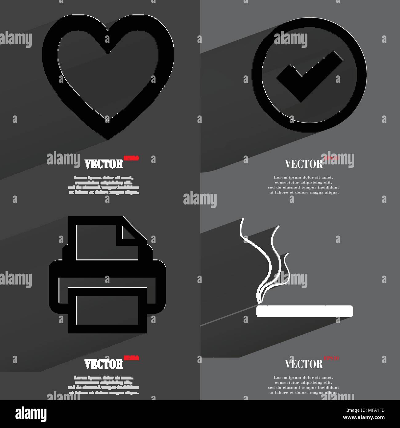 Set of fashionable icons, trending symbols. Flat design for your web ...