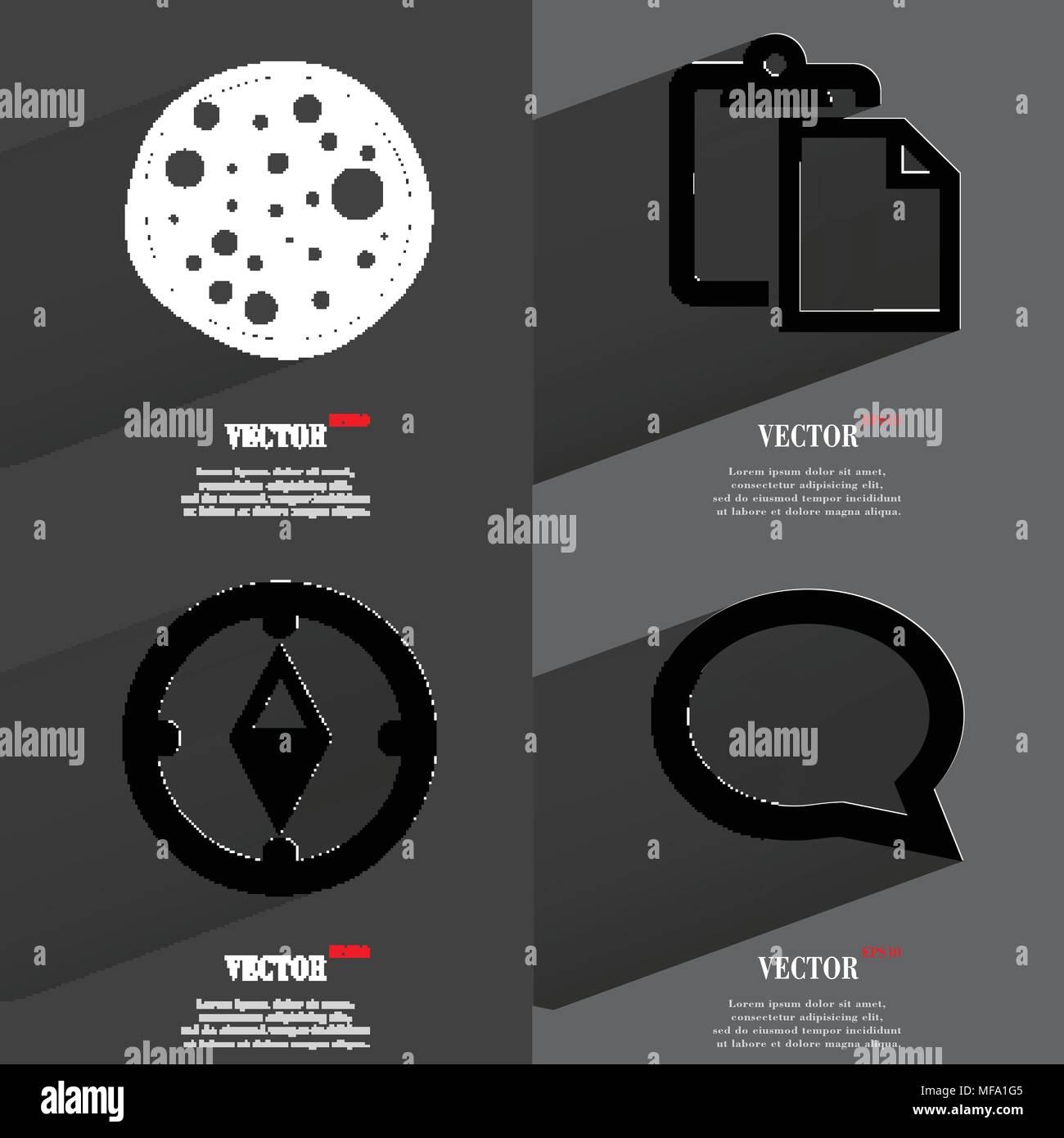 Set of icons. Collection of symbols. Modern Flat web design with long shadow and space for your ...