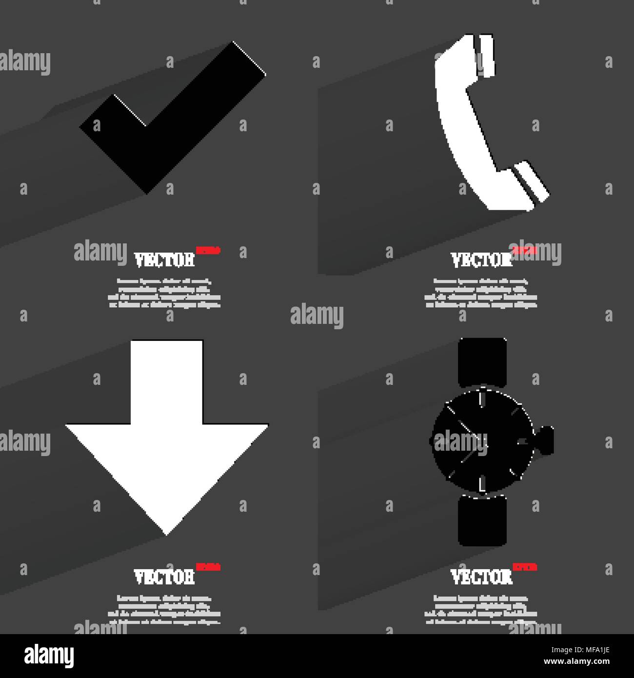 Set of icons. Collection of symbols. Modern Flat web design with long ...