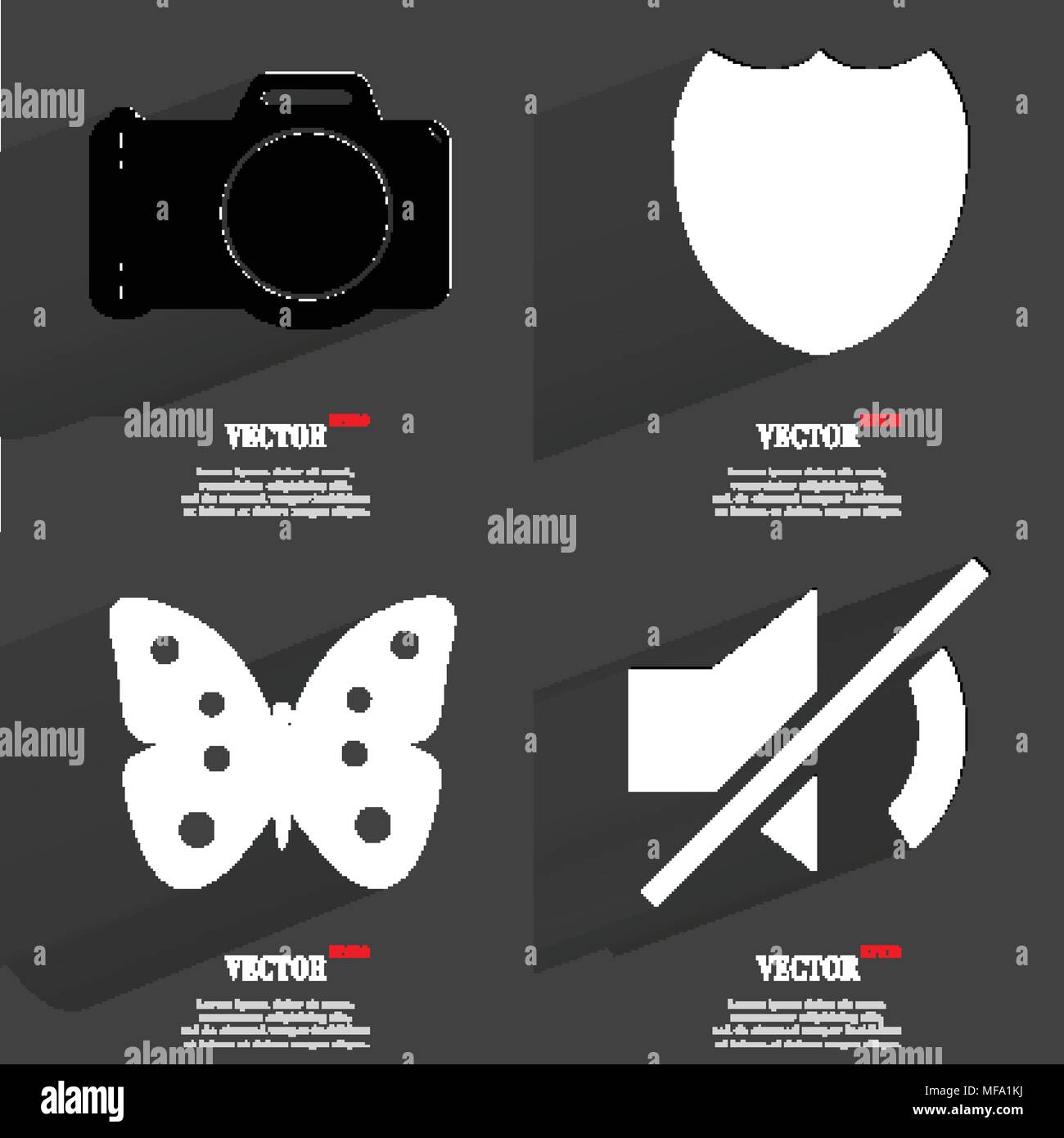 Set of icons. Collection of symbols. Modern Flat web design with long ...