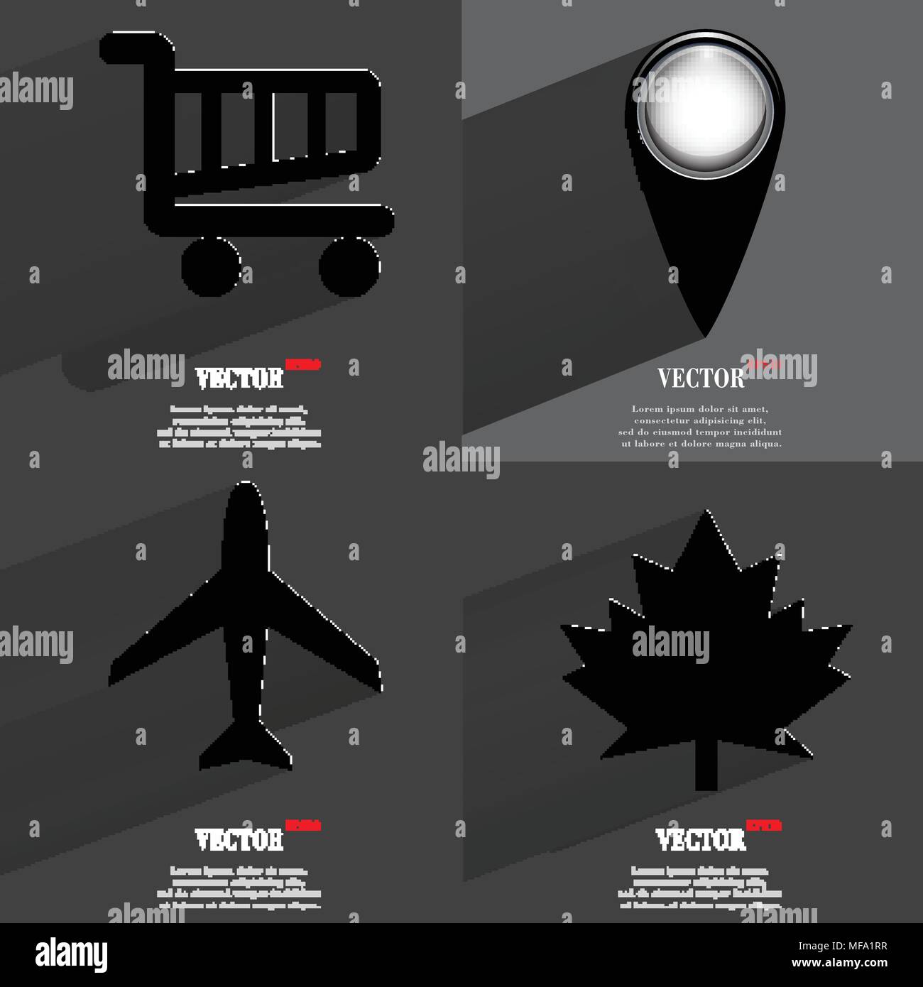 Set of icons. Collection of symbols. Modern Flat web design with long shadow and space for your ...