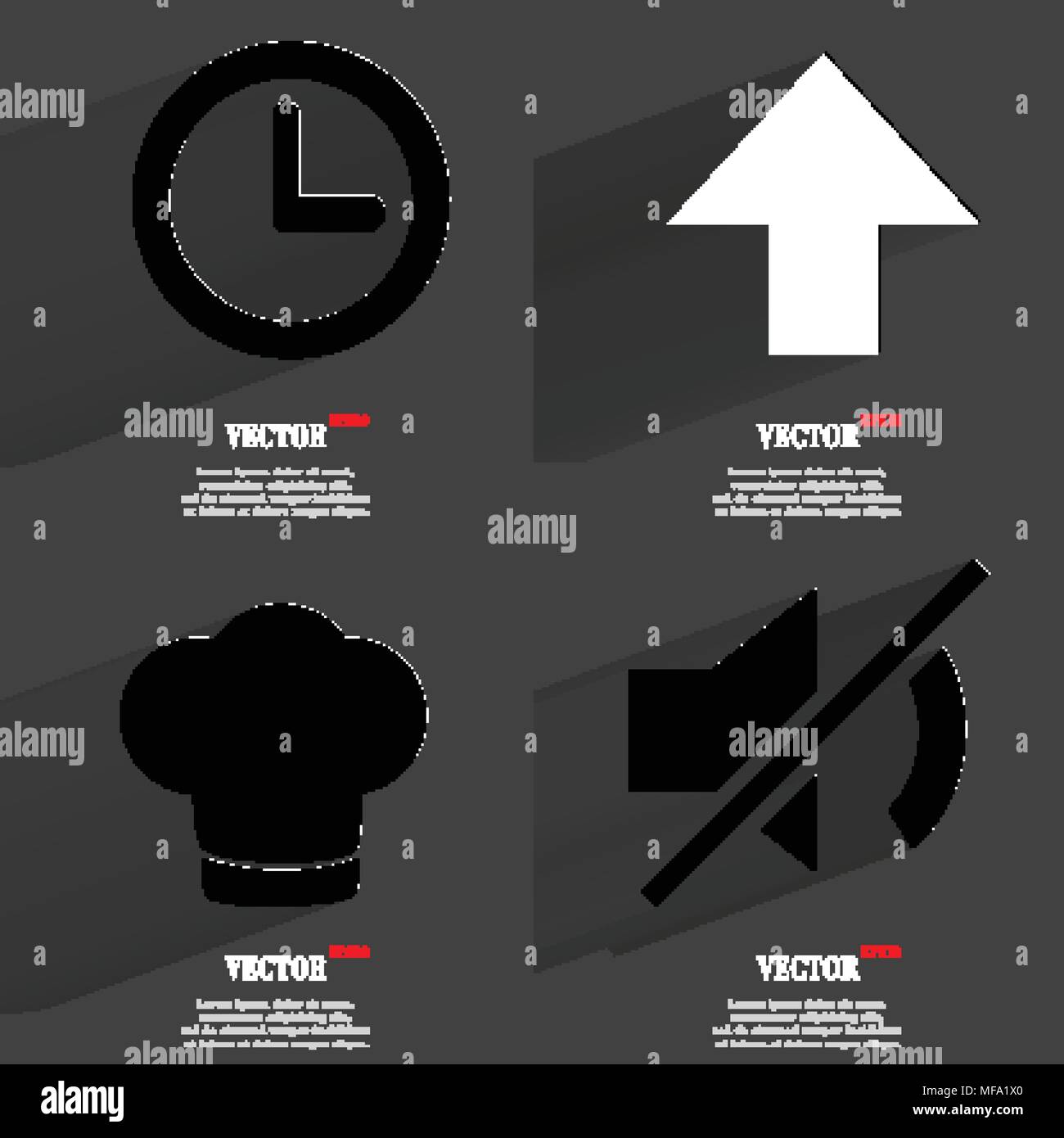 Set of icons. Collection of symbols. Modern Flat web design with long shadow and space for your ...